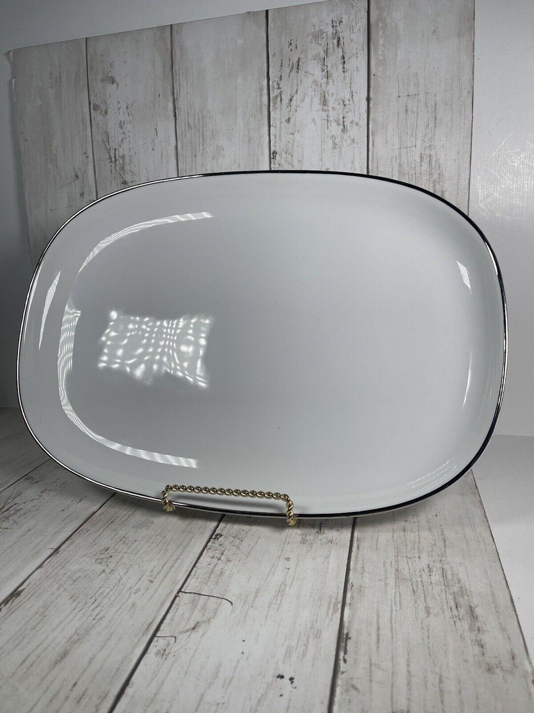 Princess House Princess Heritage Chop Platter White With Platinum Rim ...