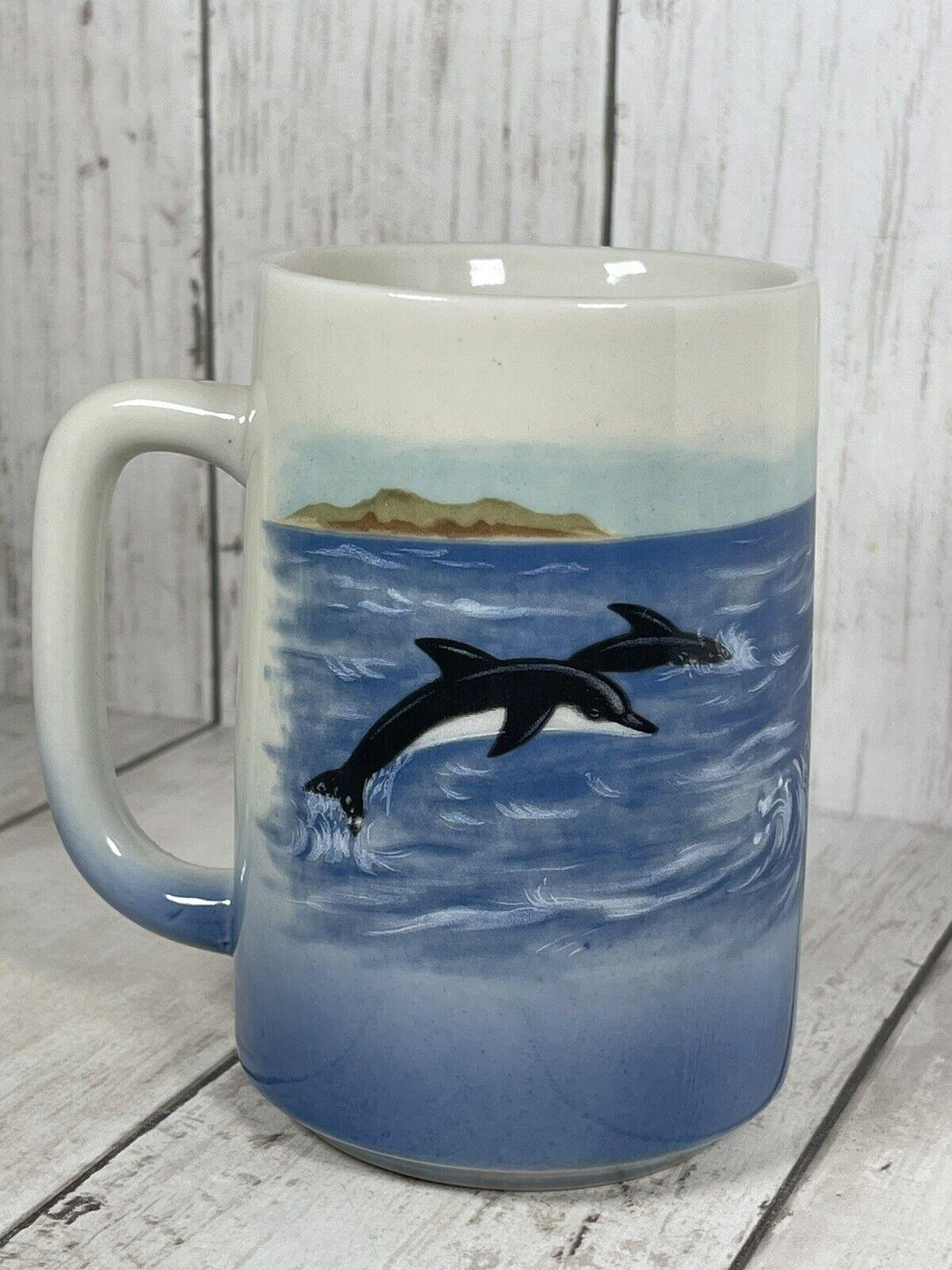 Otagiri Japan Whale Pod Mug Vintage Orca Hand Painted Tapered Coffee ...