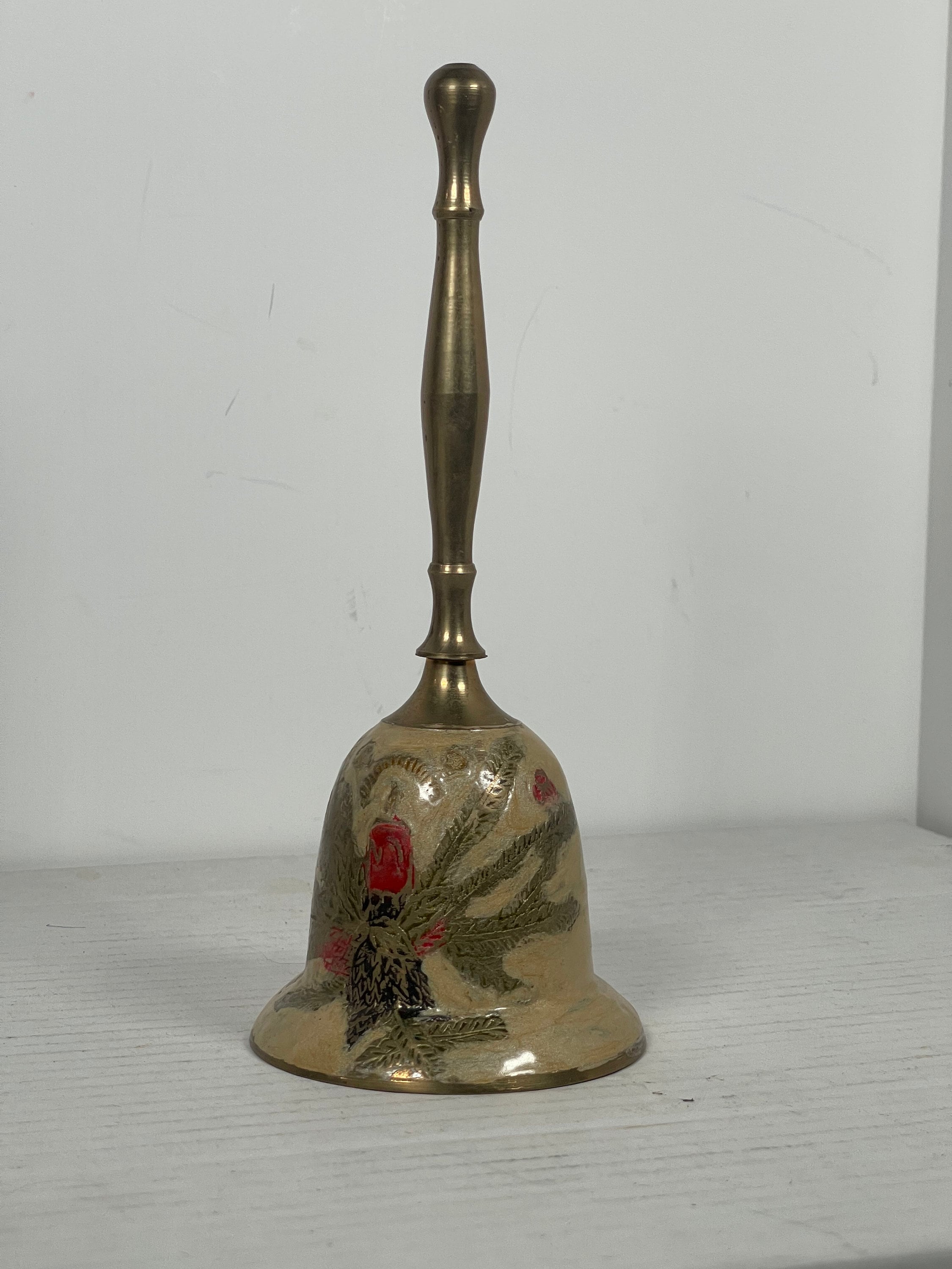Vintage Brass Hand Held Dinner Bell Decorative Painted Table - Etsy