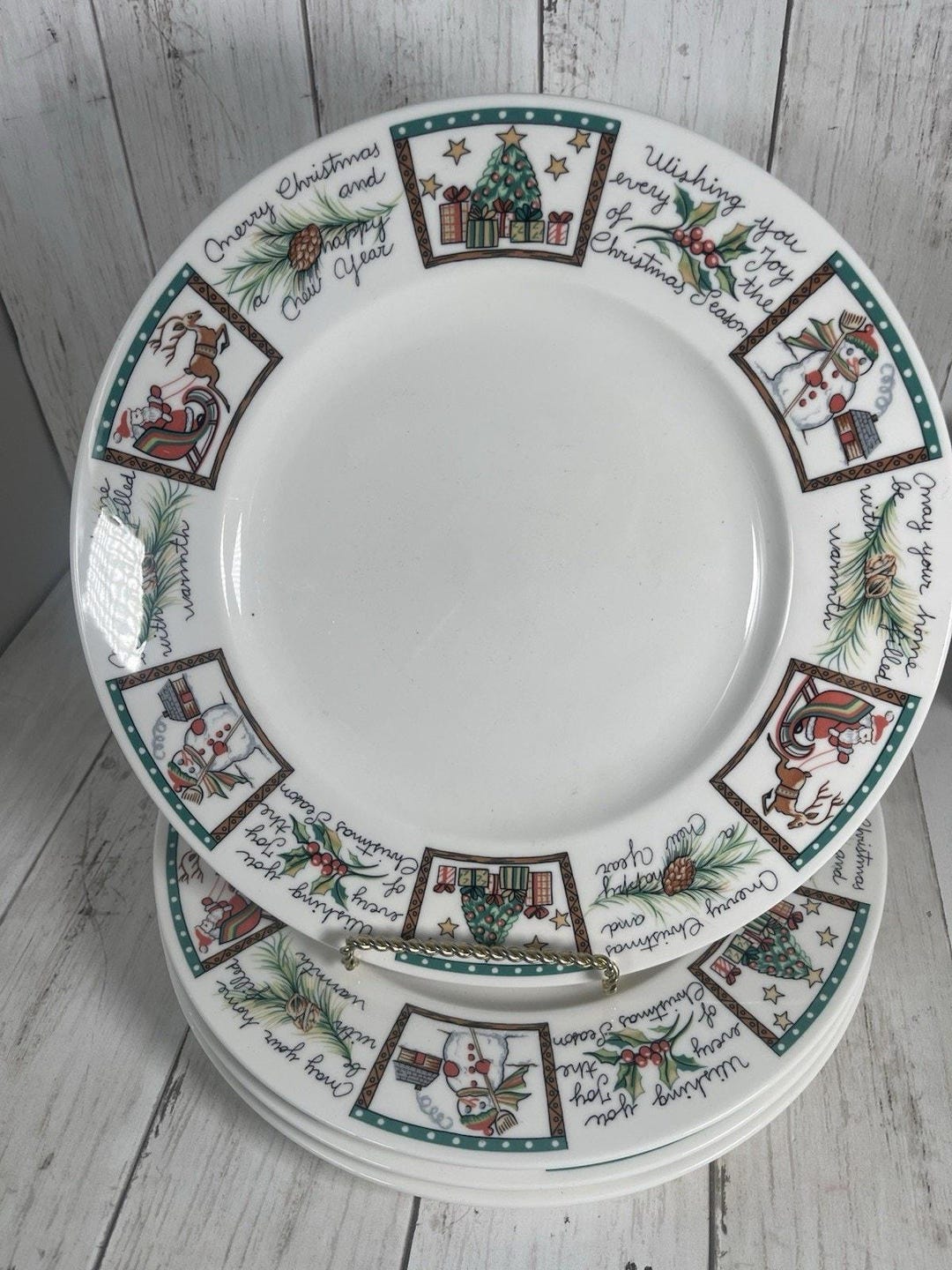 Set of 4 Mikasa Christmas Wish Dinner Plates HK 713 - Etsy