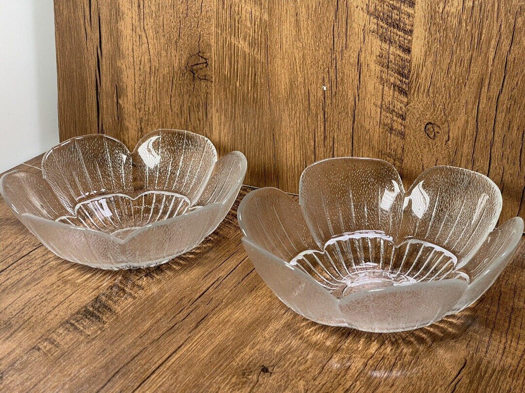 Vintage Daisy Glass Bowl Fruit Candy Textured Clear Glass Floral - Etsy