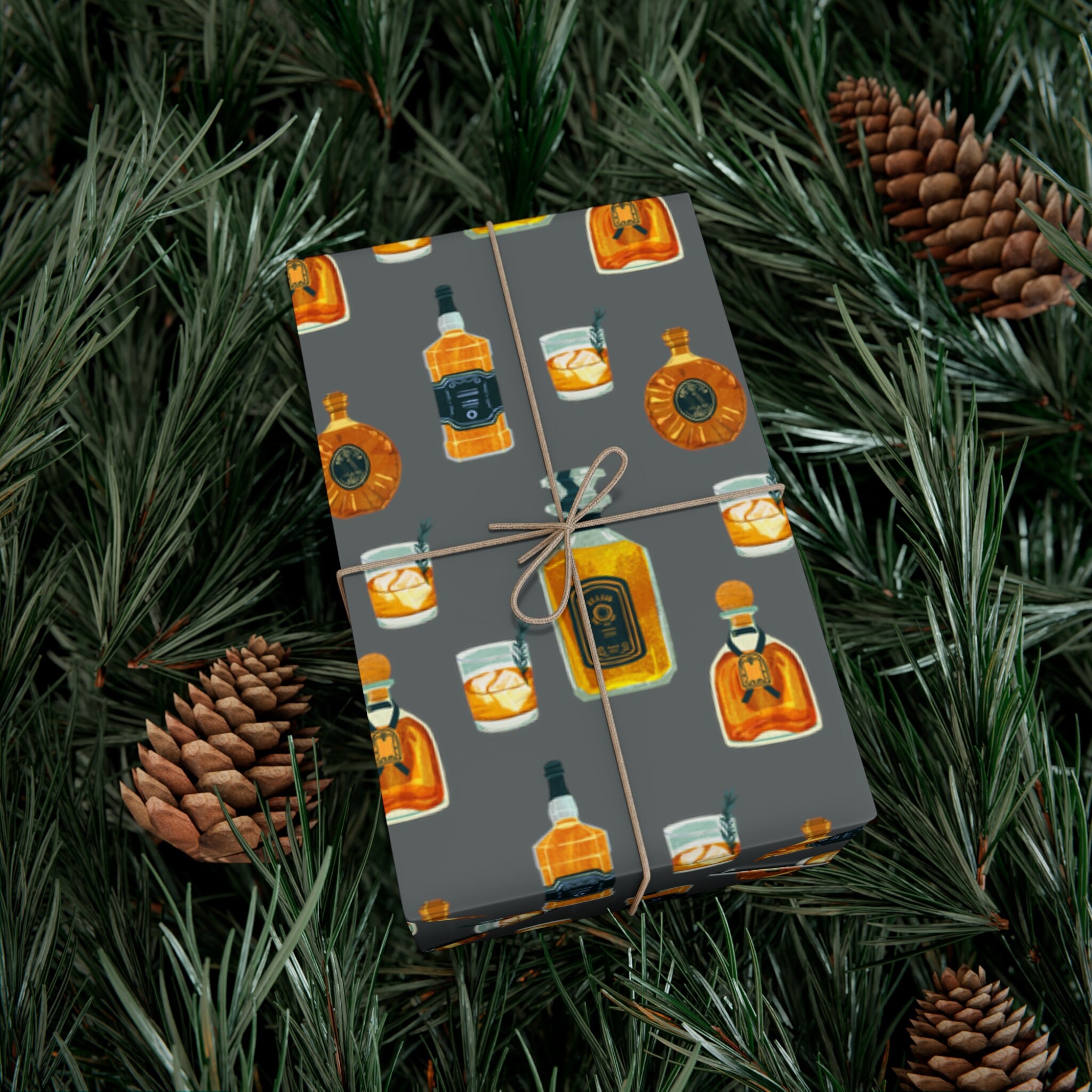 Bourbon Whiskey Gift Wrapping Paper Charcoal Gray - Etsy
