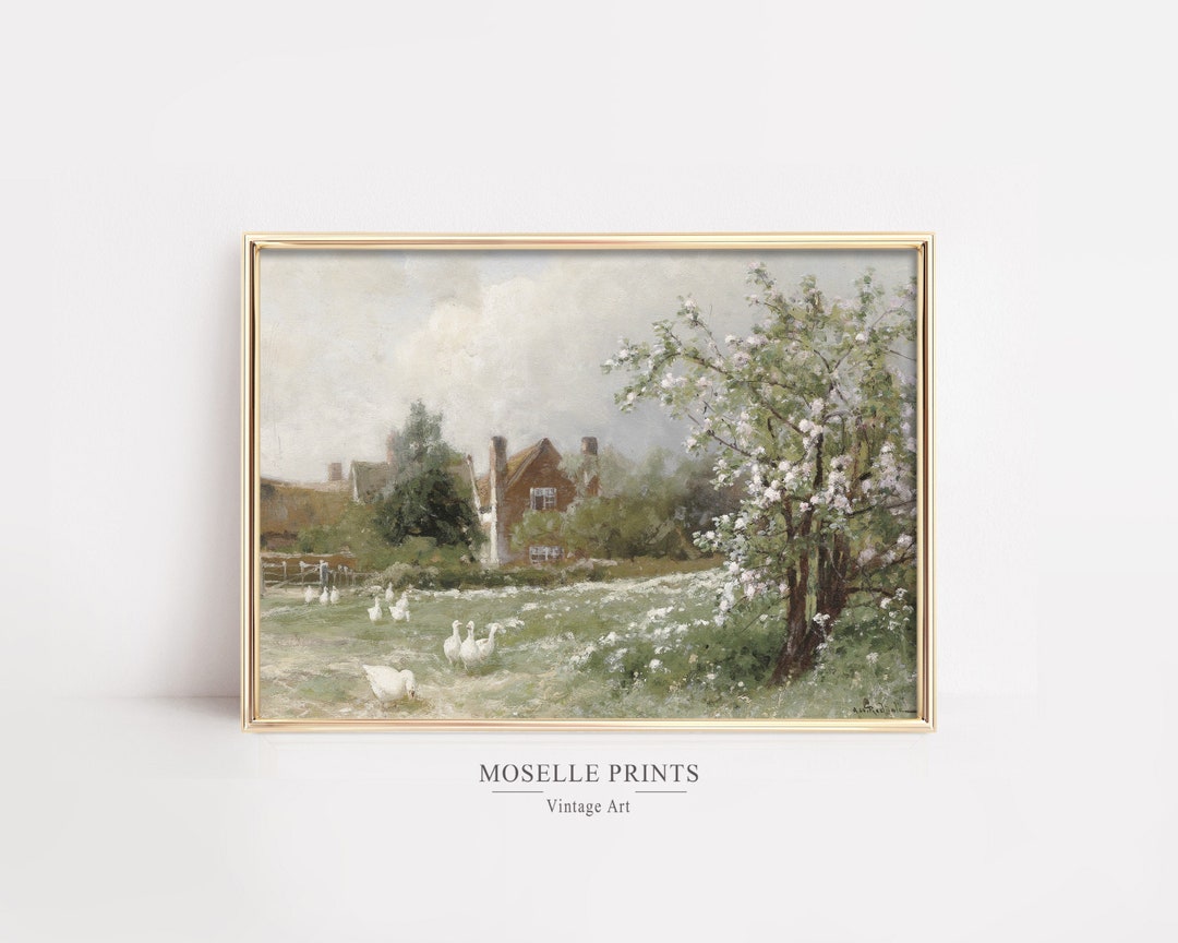 Spring Meadow Painting Rustic Farmhouse Decor Home PRINTABLE Painting ...