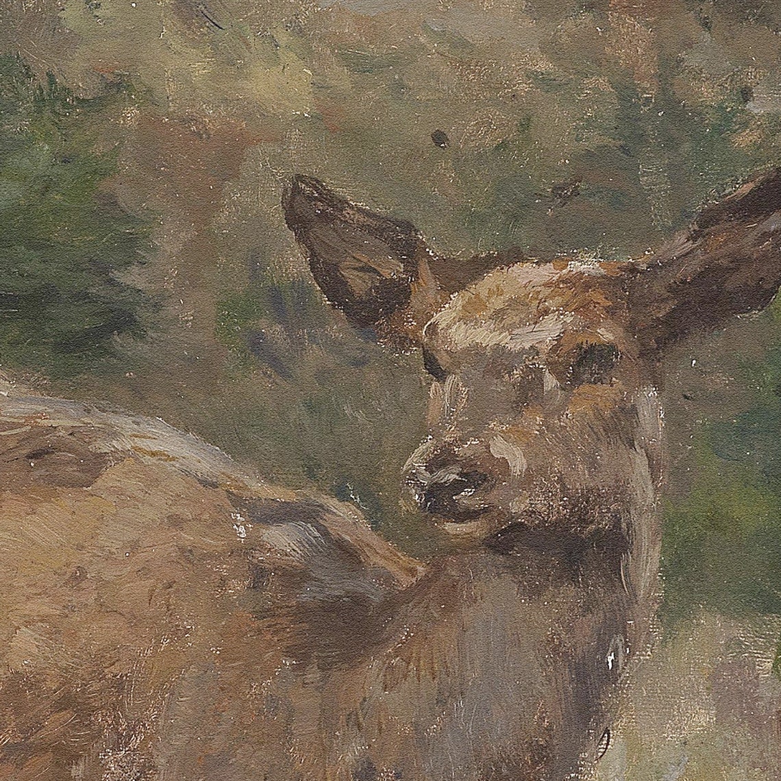 Vintage Deer Painting Doe Painting DOWNLOAD Forest Animal Print Autumn ...