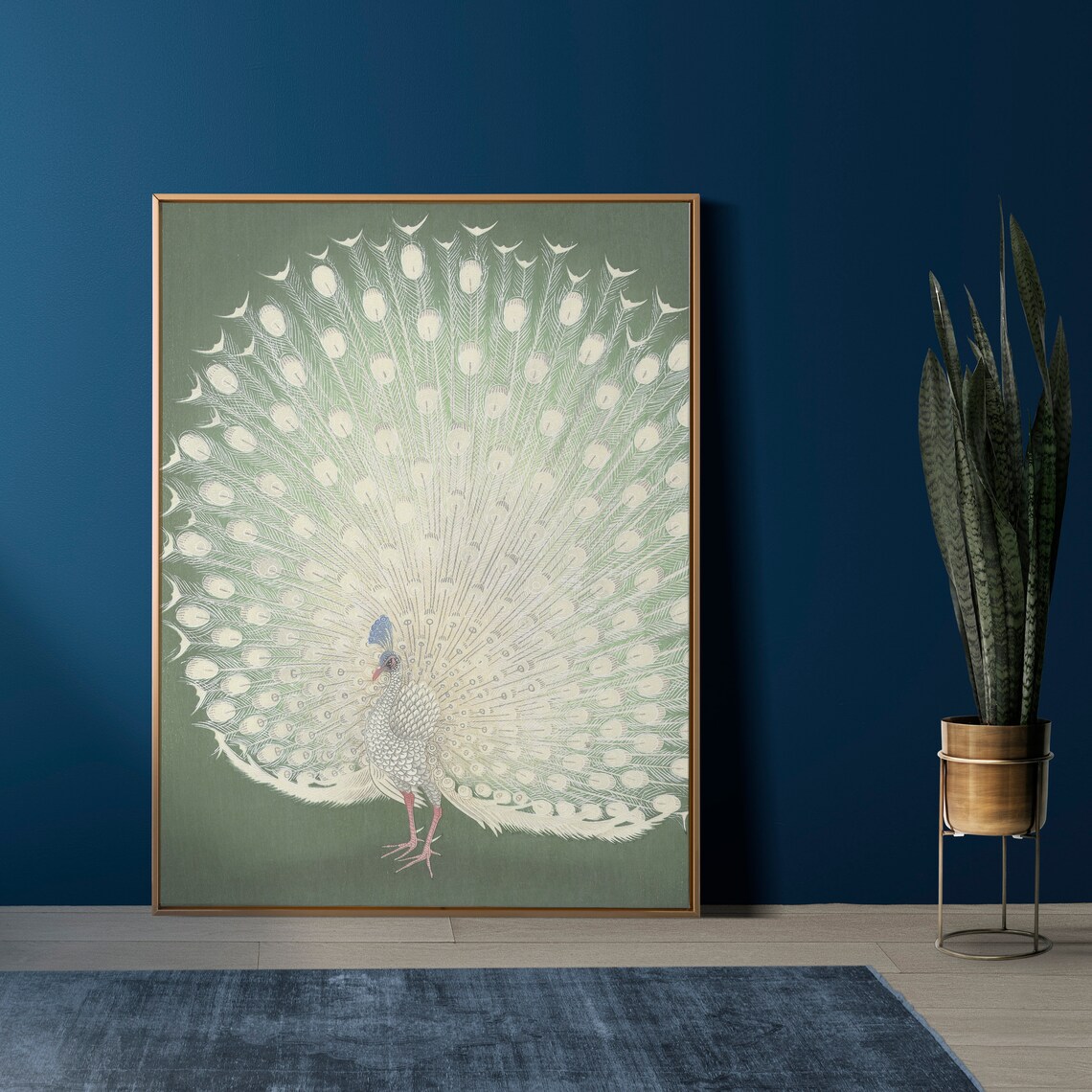 Vintage Peacock Illustration White Peacock Art Print Japanese Wall Art ...