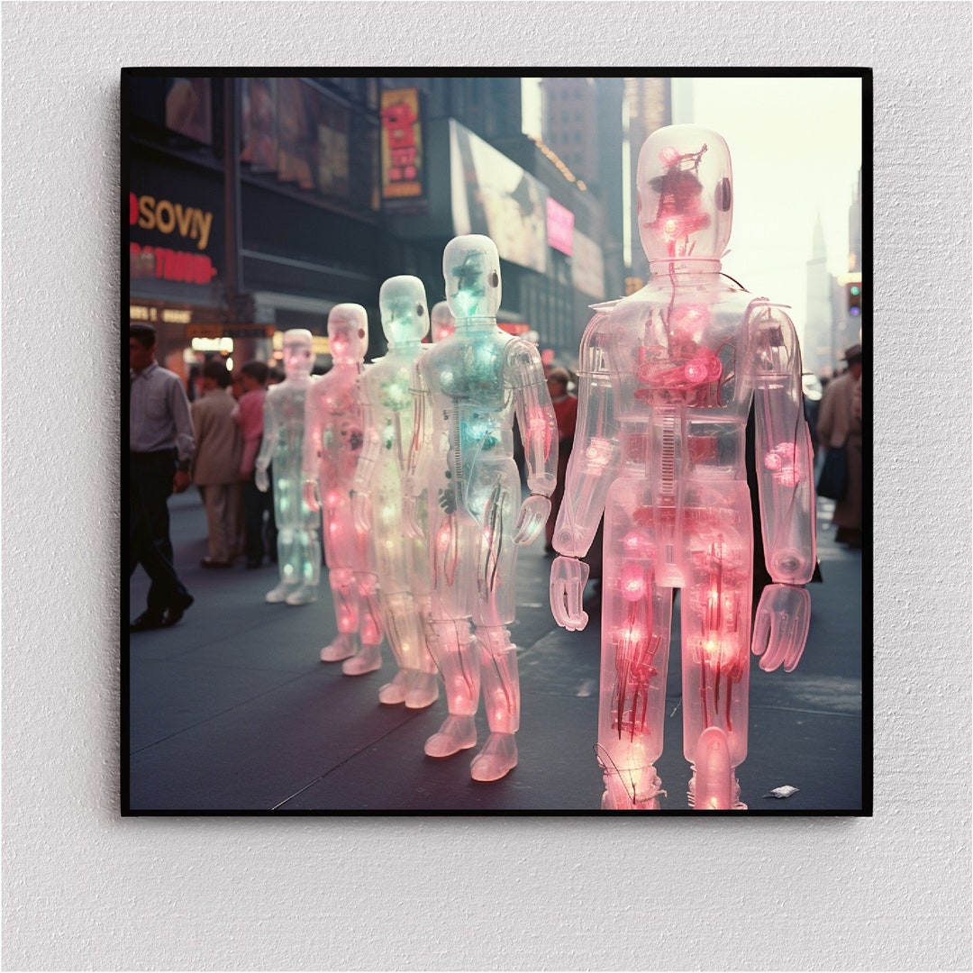 Robots in Times Square - Art Print - Etsy