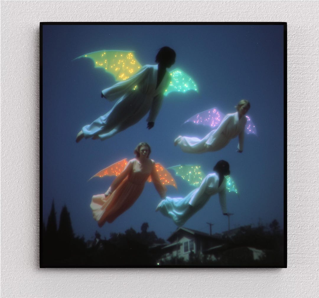 Vampires Over 1960s Suburbia – Pastel Bat Wings, Gothic Dreamcore Art ...
