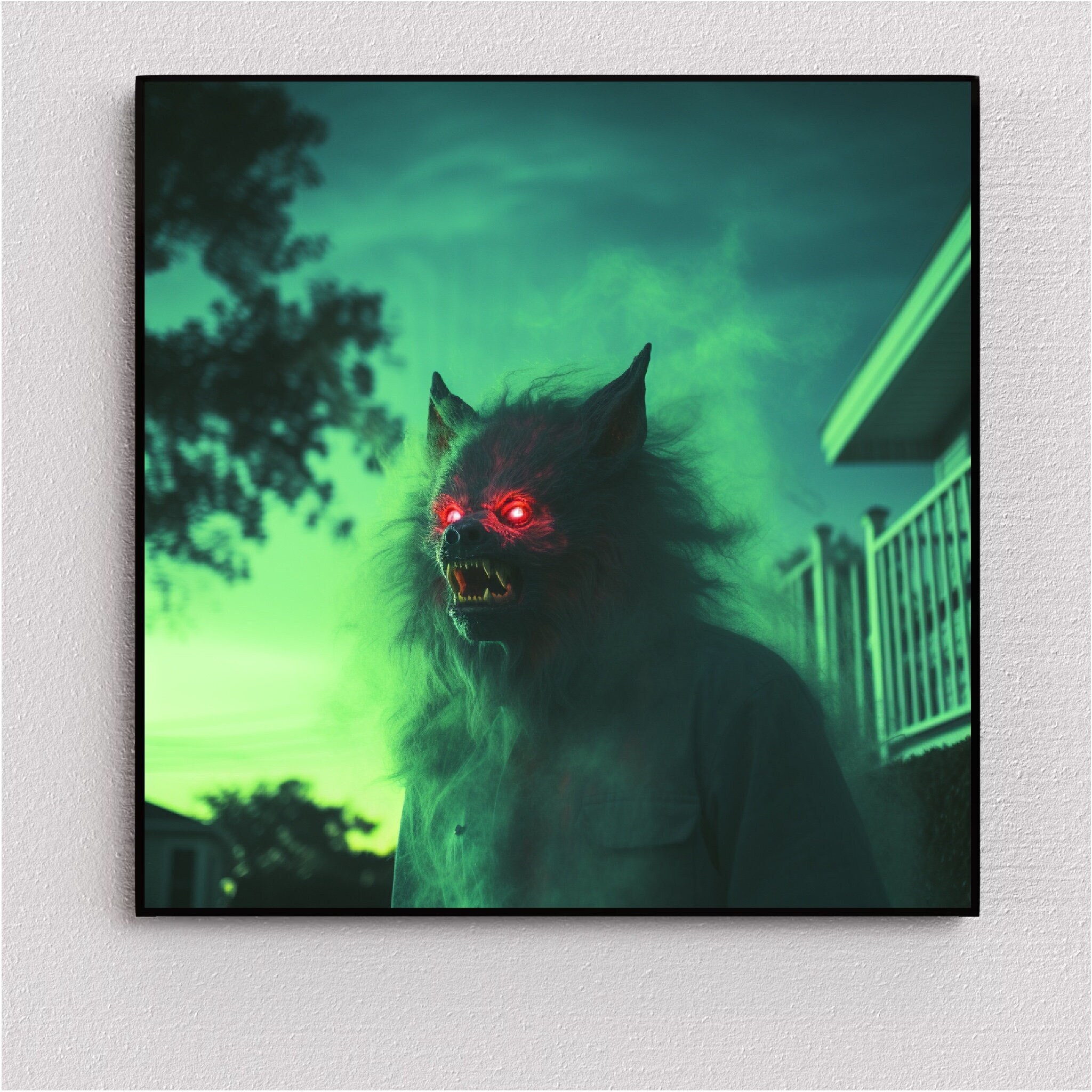 Retro Green Werewolf Printable Art - 1980s Suburbs - Instant Download ...