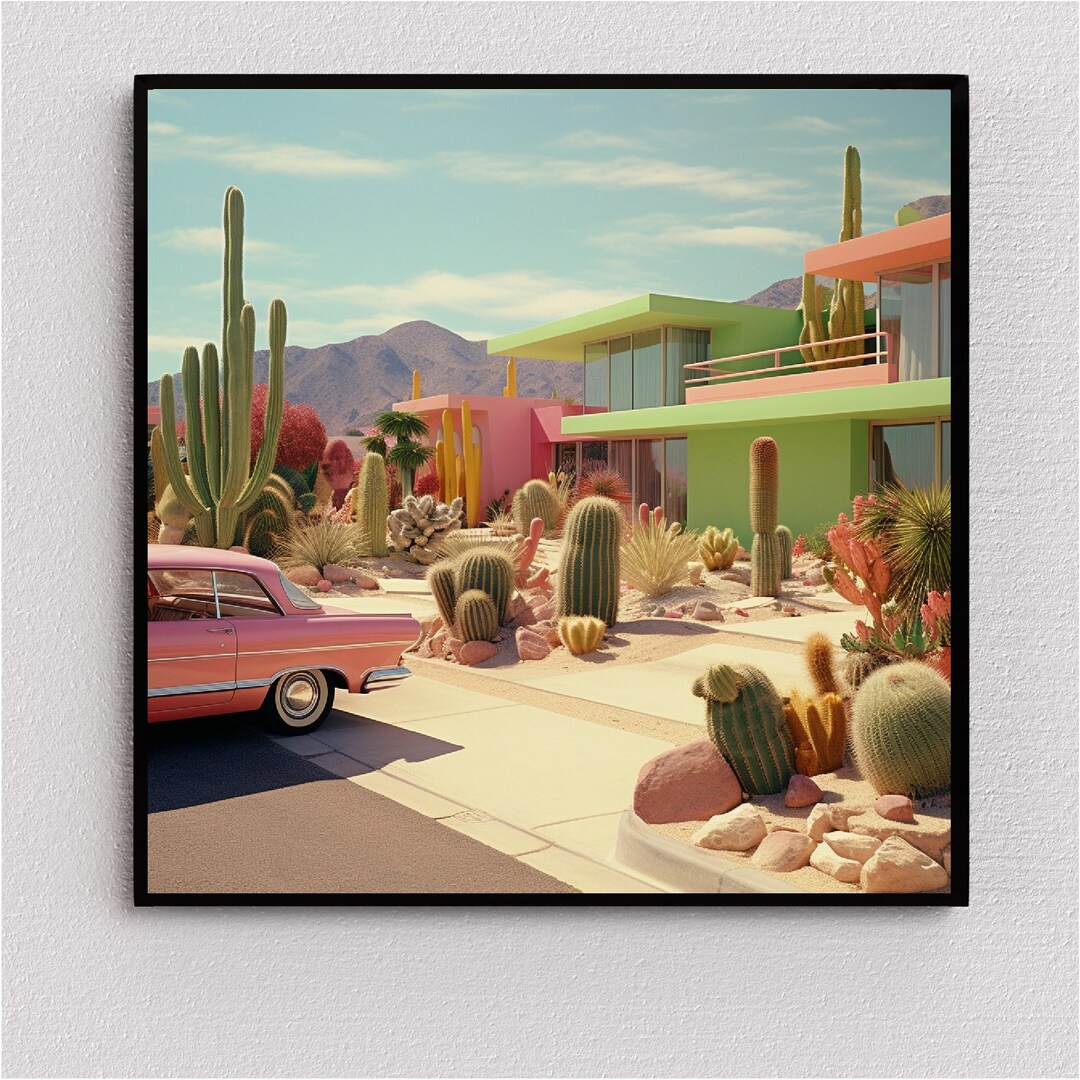 Futuristic 1960s Suburbia in the Desert Art Printable Downloads ...