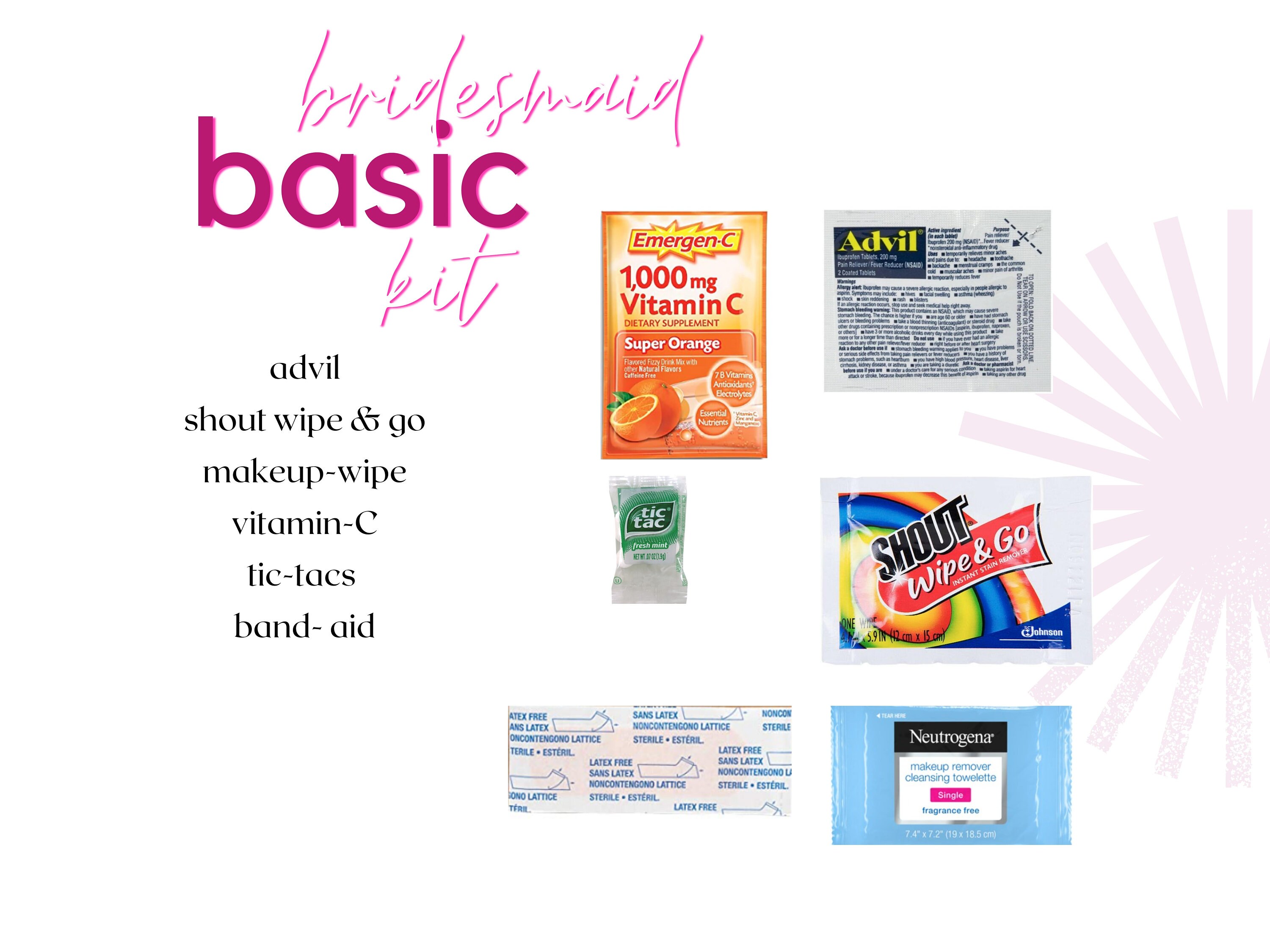 Bridesmaid Survival Kit, With Supplies Hangover Kit, Lit Favor Selfcare ...
