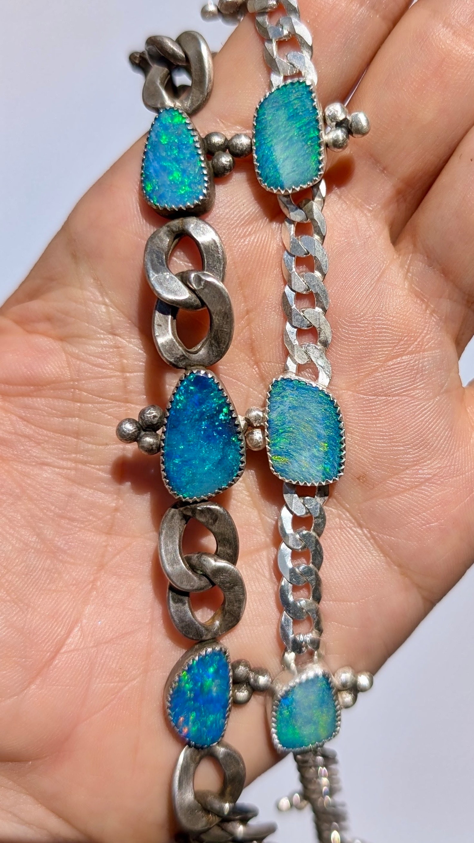 Cosmic 3 Opal Chunky Choker Necklace, Blue-green Australian Opals ...