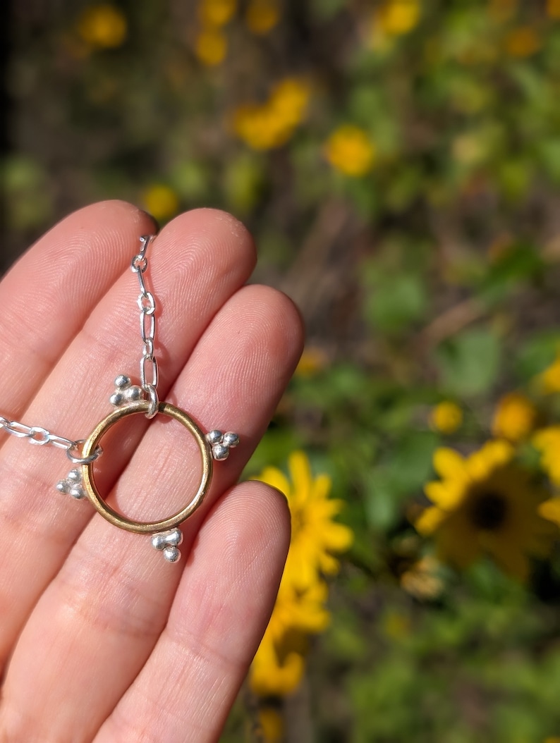 Circle & Dots Triangle Talisman Charm Necklace in Sterling Silver ...