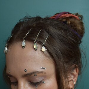 Dangle Gemstone Hair Pins in Sterling Silver With Opal, Mother of Pearl ...