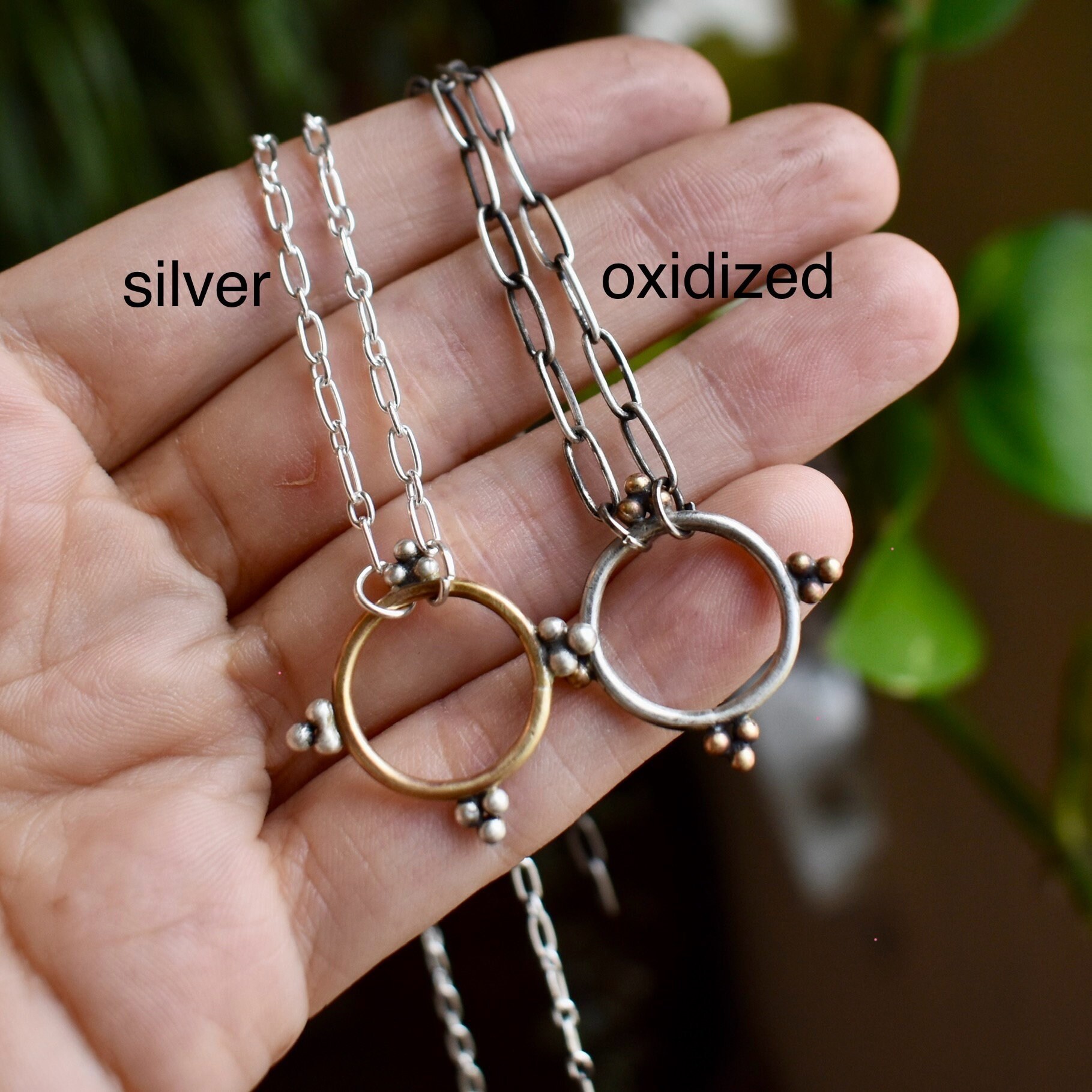 Circle & Dots Triangle Talisman Charm Necklace in Sterling Silver ...