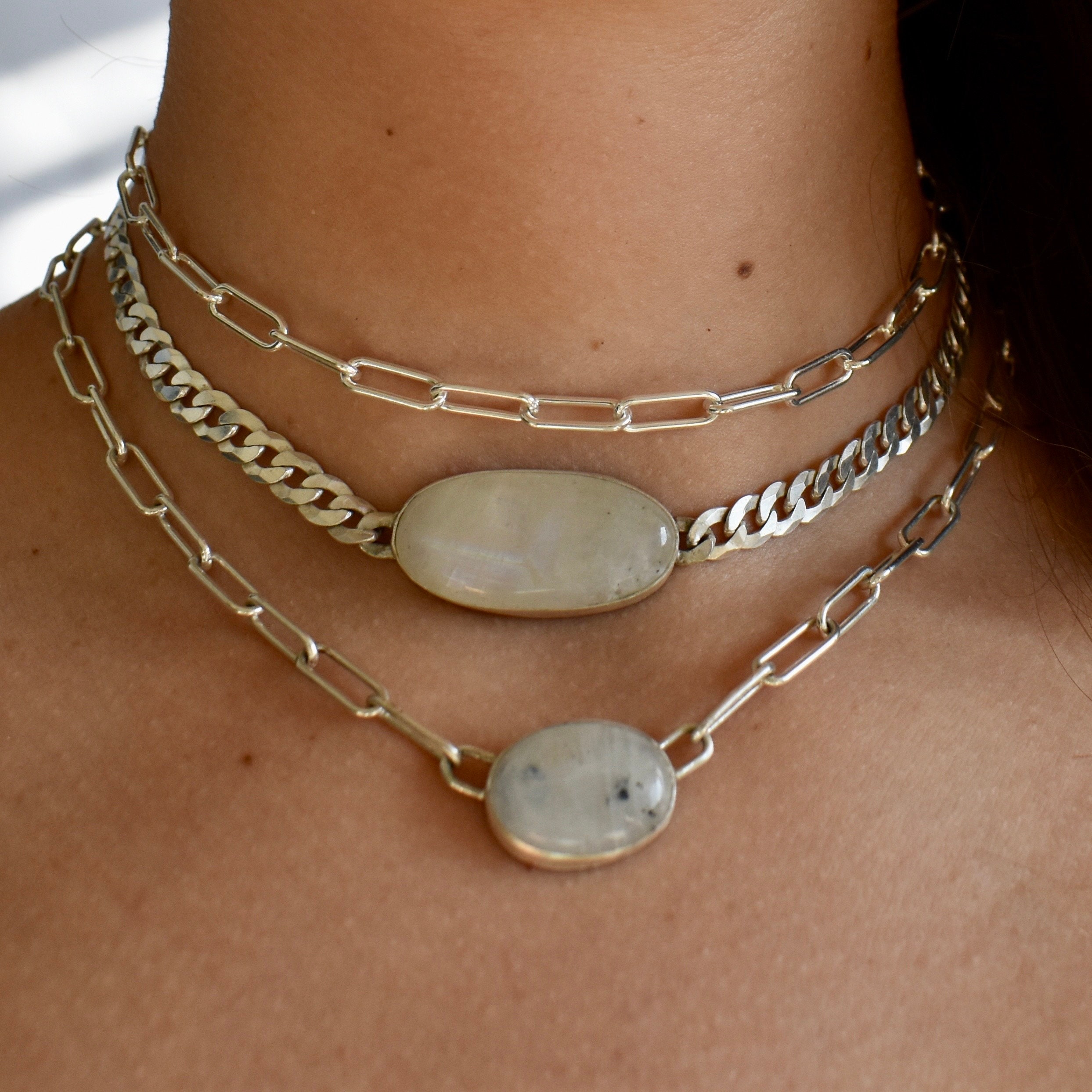 Paper Clip Chain Layering Choker in Genuine Solid Sterling Silver ...