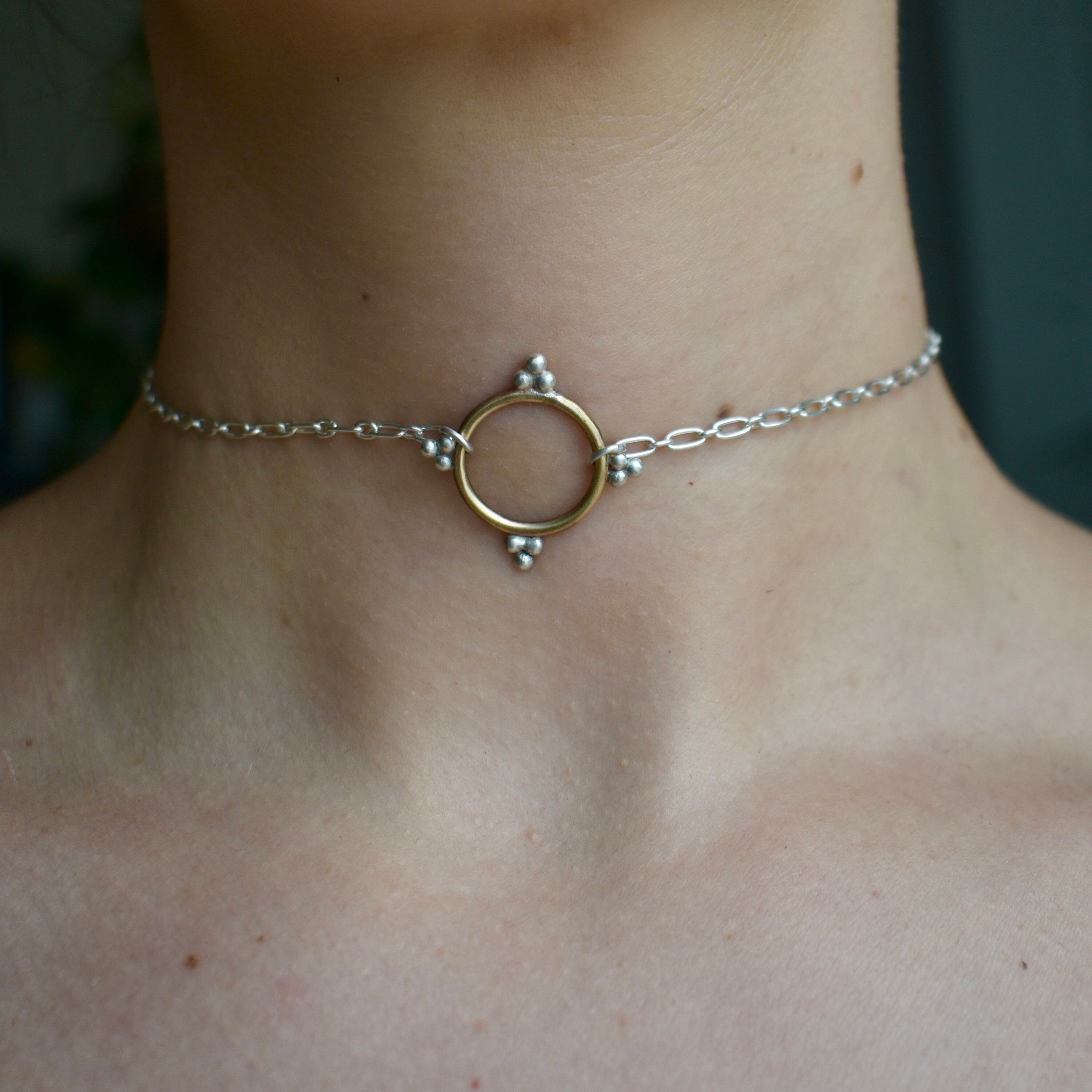 Circle & Dots Triangle Talisman Charm Necklace in Sterling Silver ...