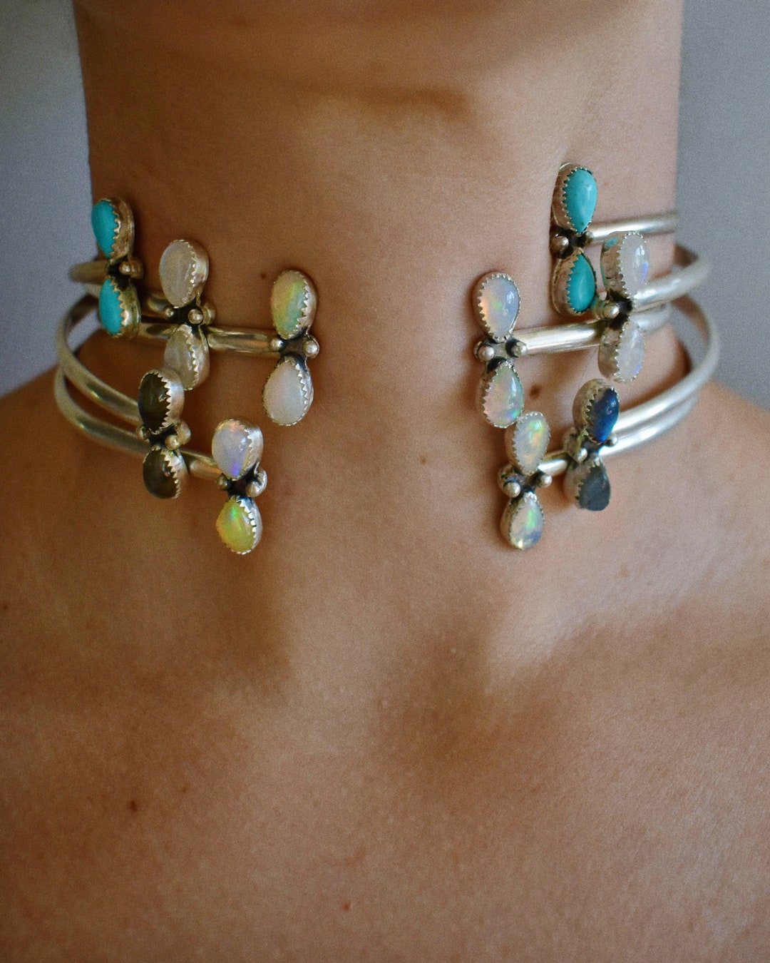 Choose Your Gemstone Sterling Silver Choker / Torque Necklace, Mojave ...