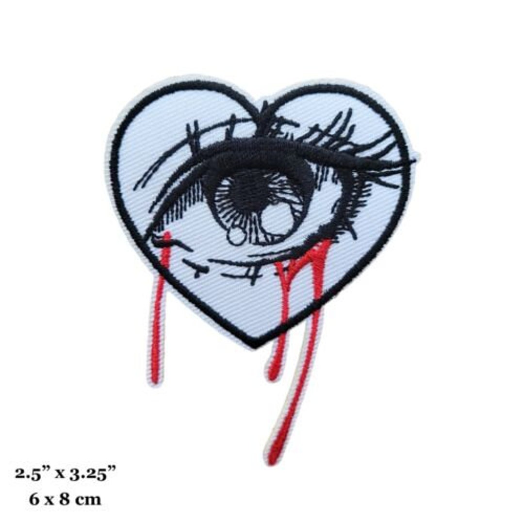 Crying Heart Blood Tears Eye Punk Emo Embroidered Iron on Patch - Etsy