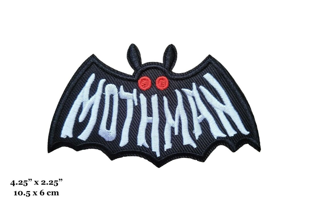 Mothman Folklore Monster Creature Moth Human Name Logo Embroidered Iron ...