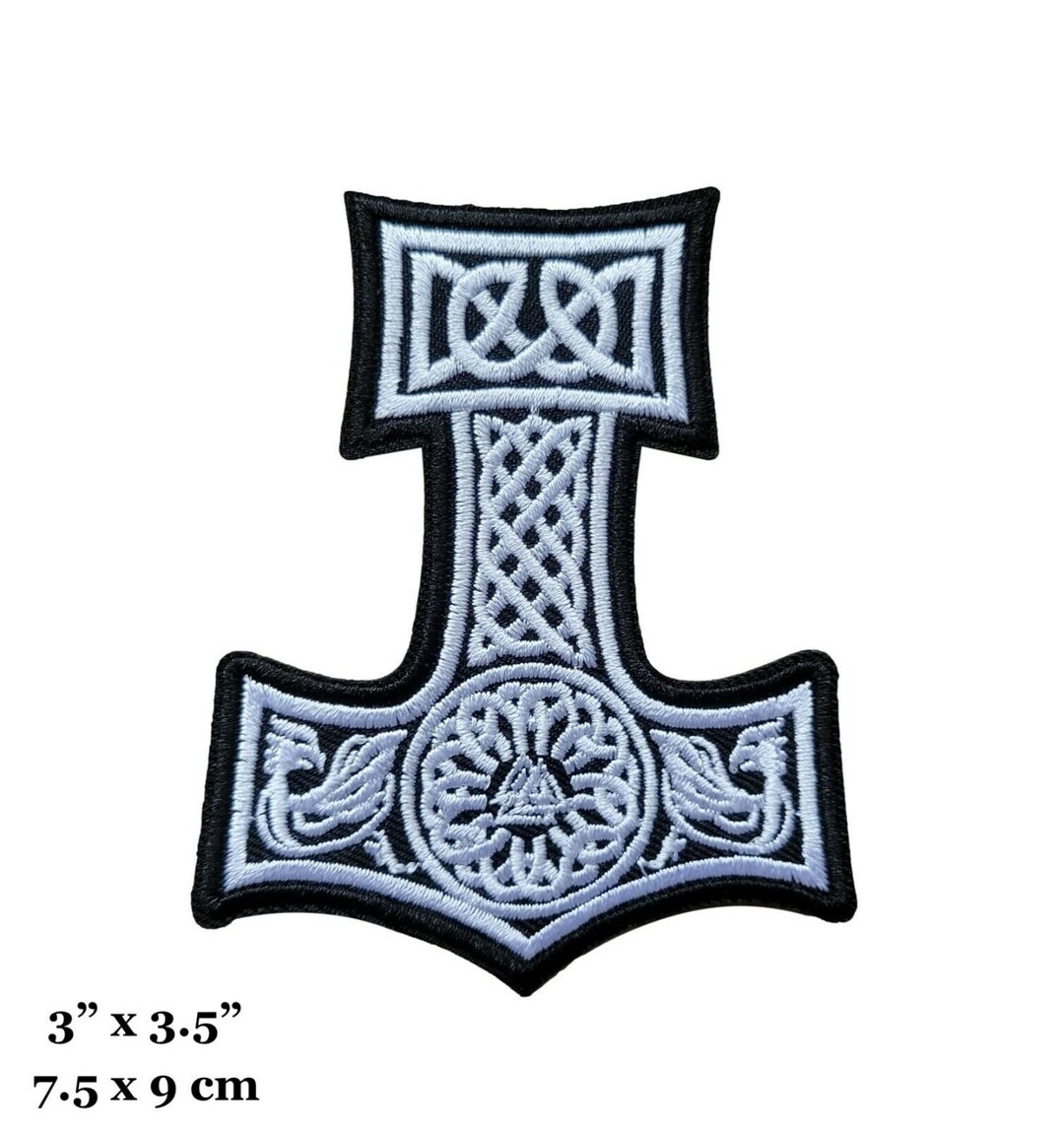 Viking Symbol Thor Hammer Embroidered Iron on Patch - Etsy