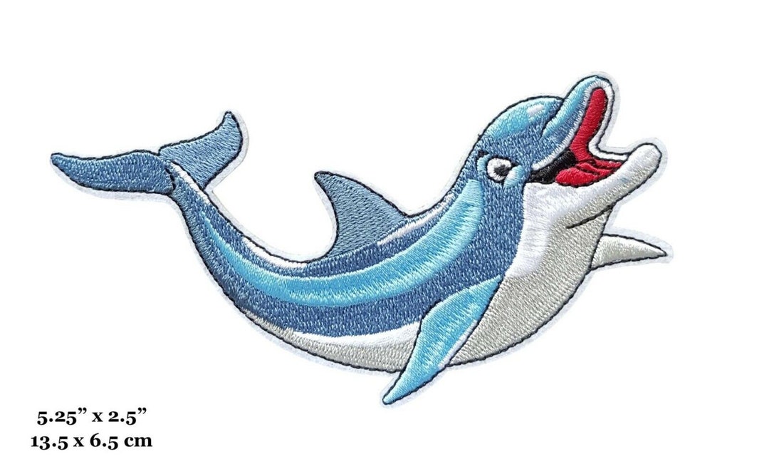 Cute Blue Dolphin Cartoon Embroidered Iron on Patch - Etsy