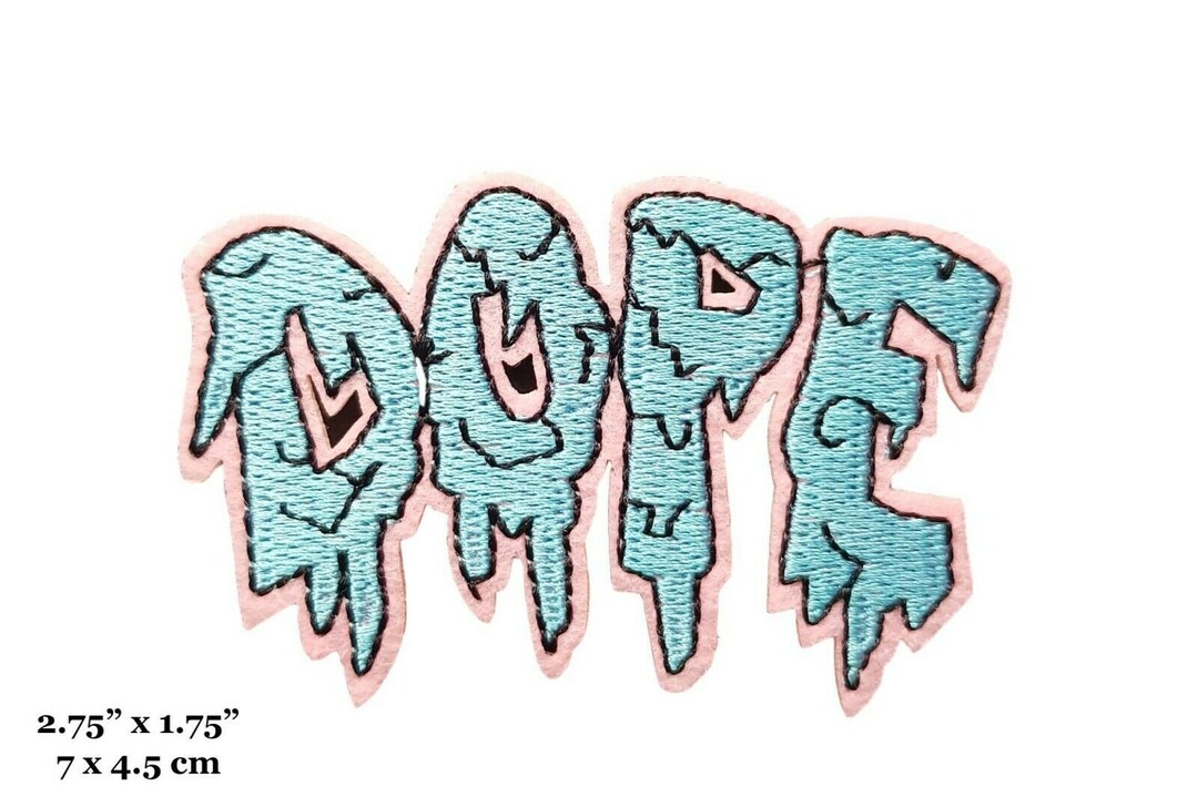 Dope Expression Dripping Ice Cream Design Blue & Pink Embroidered Iron ...