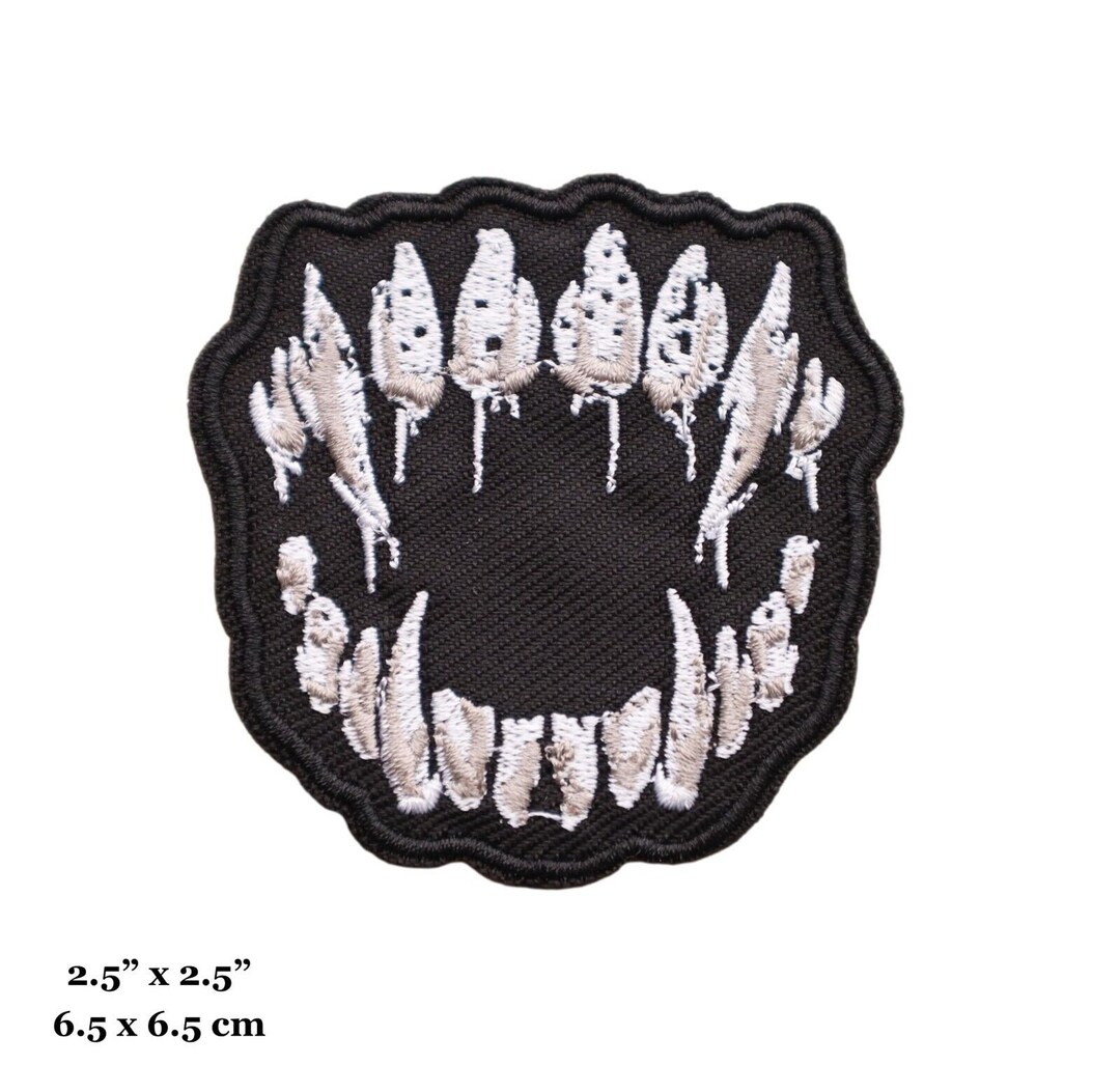 Vampire Fangs Teeth Mouth Black and White Embroidered Iron on Patch - Etsy