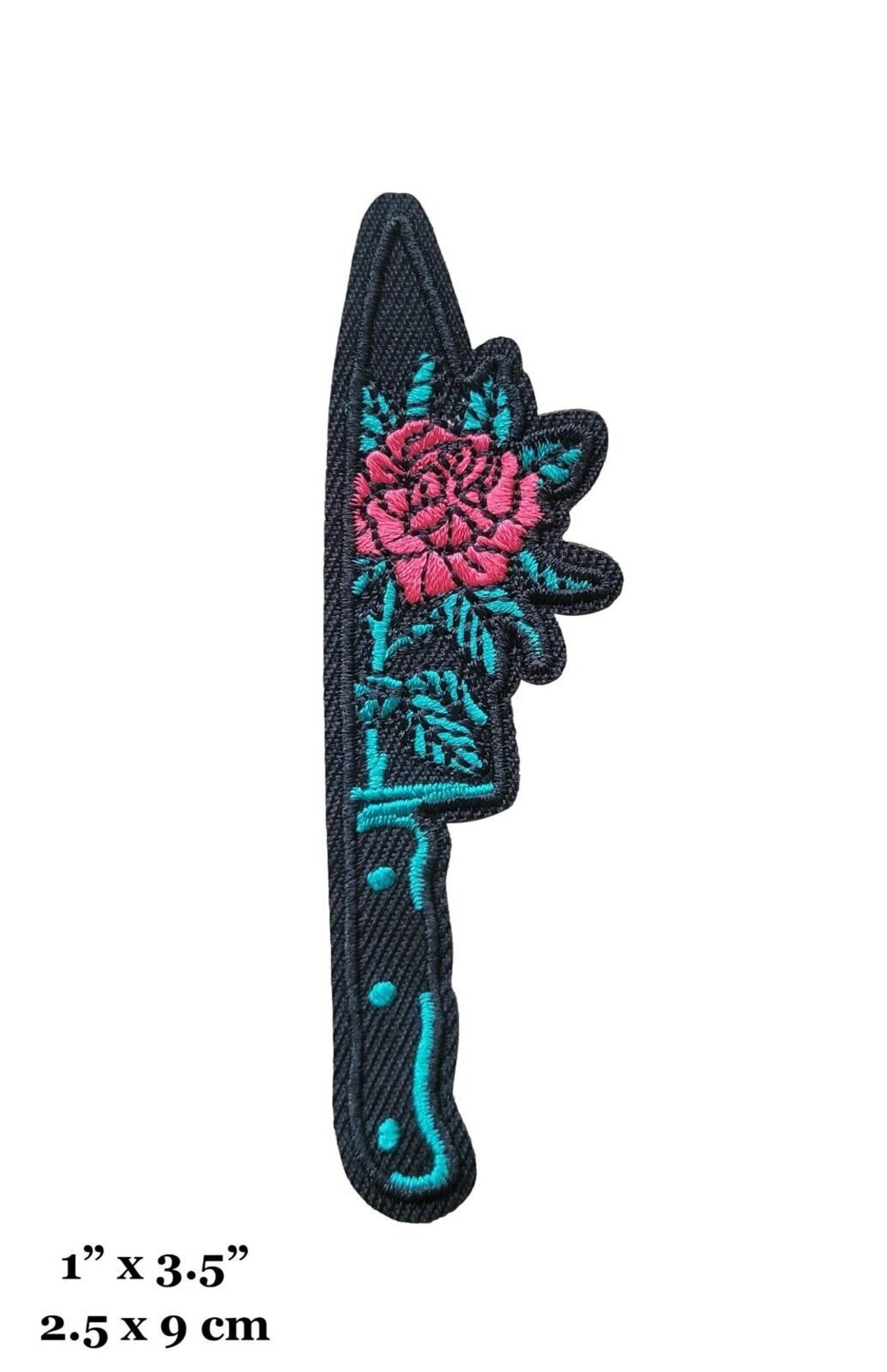 Knife Dagger Rose Flower Design Embroidered Iron on Patch - Etsy