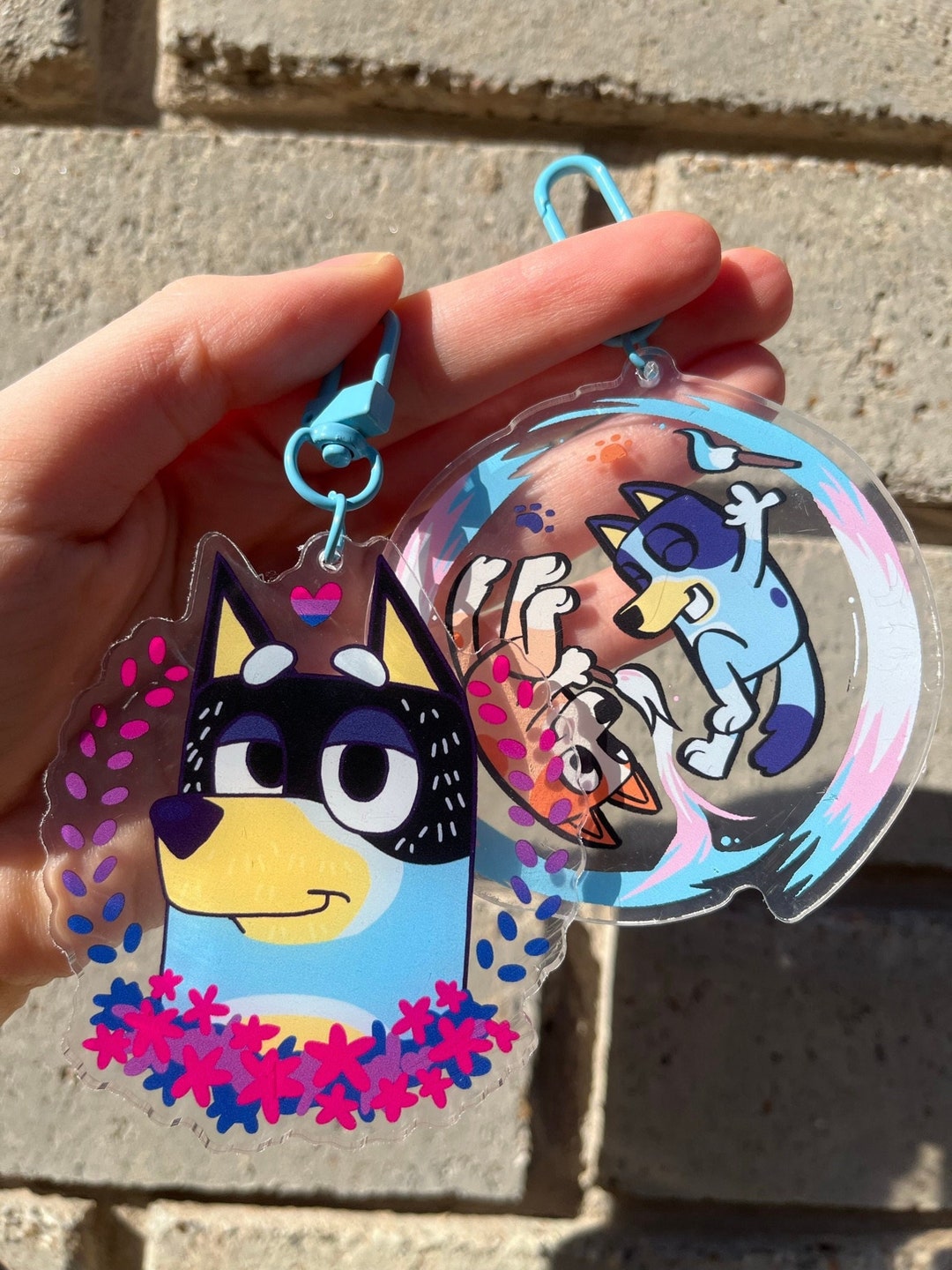 Discreet Pride Bluey Bisexual Transgender Keychain Charms, Bisexual ...