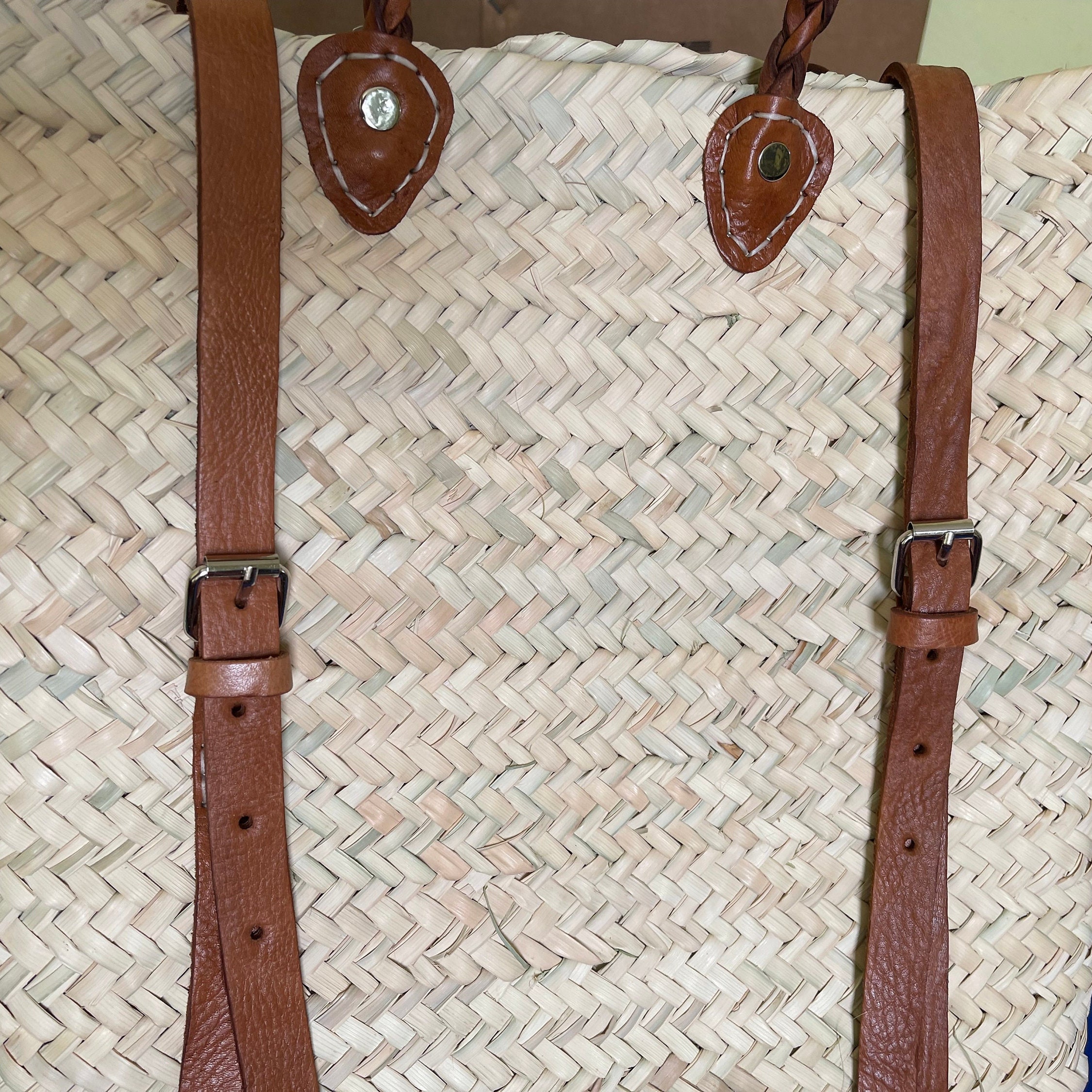 Straw Backpack Boho Backpack Straw Beach Bag With Leather - Etsy