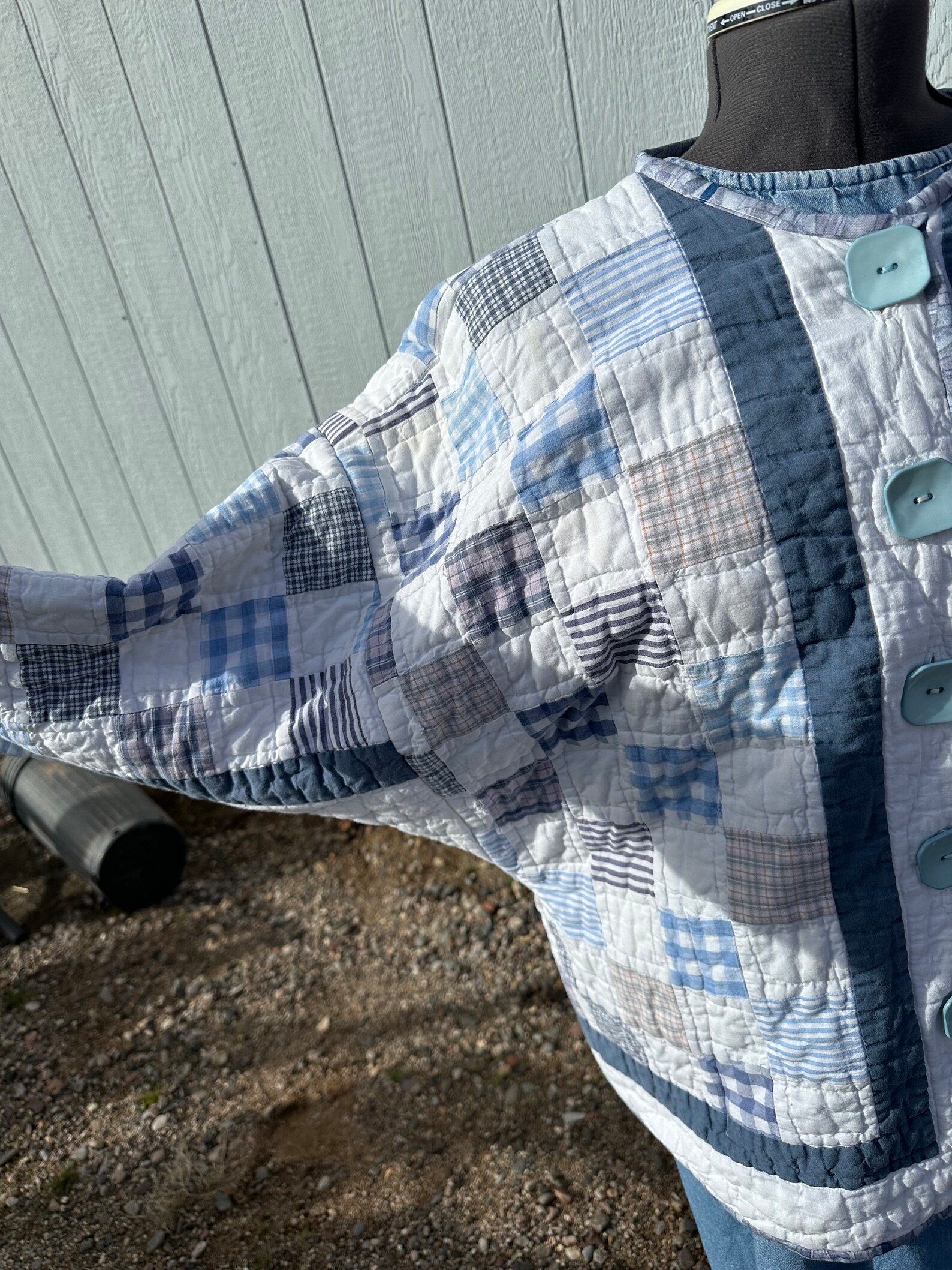 Blue Square Patches Kimono Sleeve Quilted Coat. Women’s Xlarge - Etsy