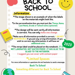 Back to School/ Back to School Labels/ School Stickers/ School Supplies ...