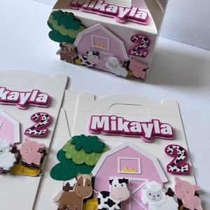 Farm Favor Box, Pink Farm Box , Farm Gable Box, Farm Birthday, Farm ...