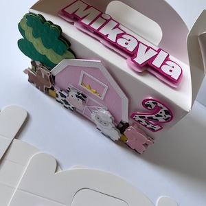 Farm Favor Box, Pink Farm Box , Farm Gable Box, Farm Birthday, Farm ...