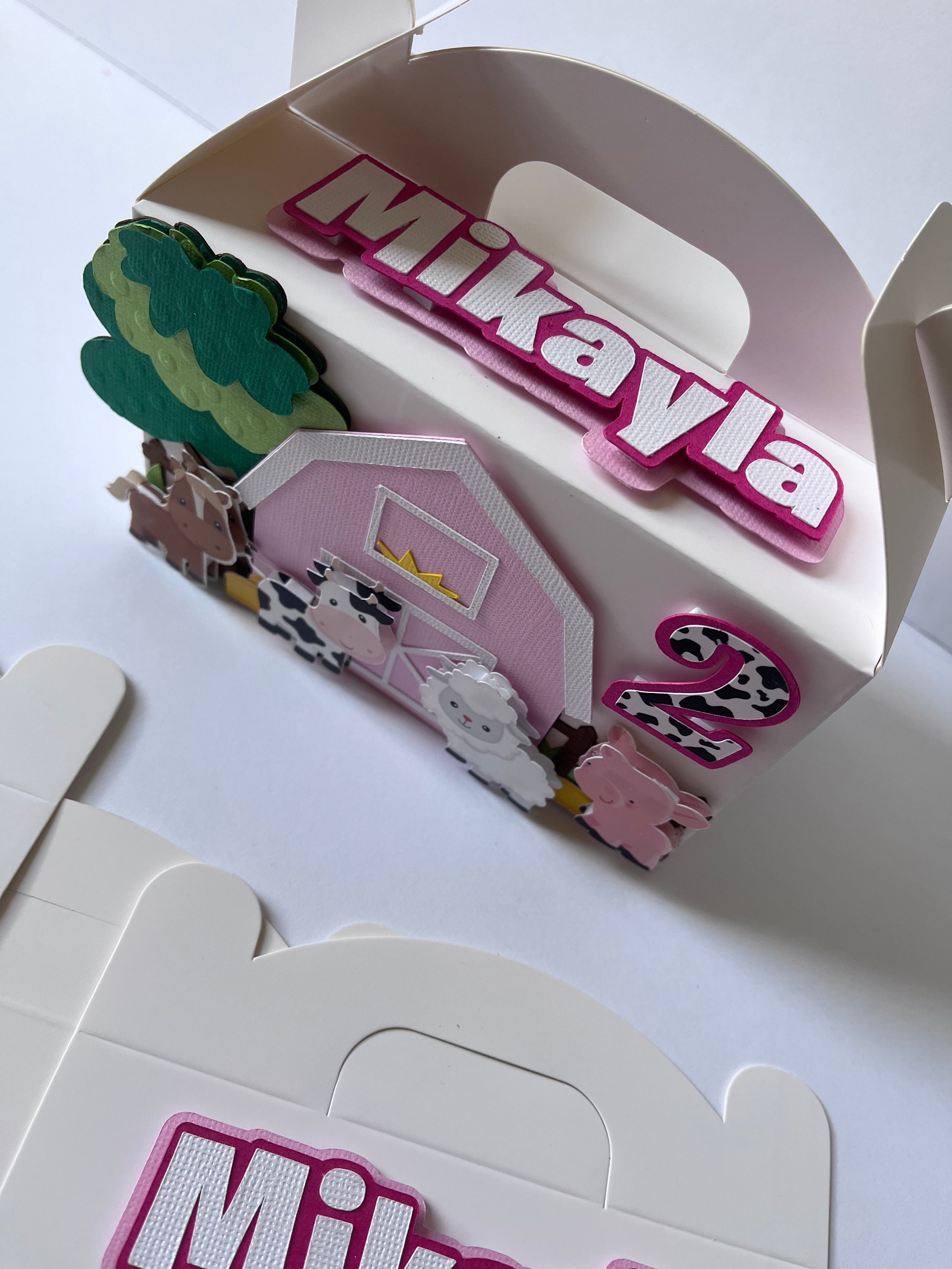 Pink Farm Favor Box: Farm Party Decoration - Etsy