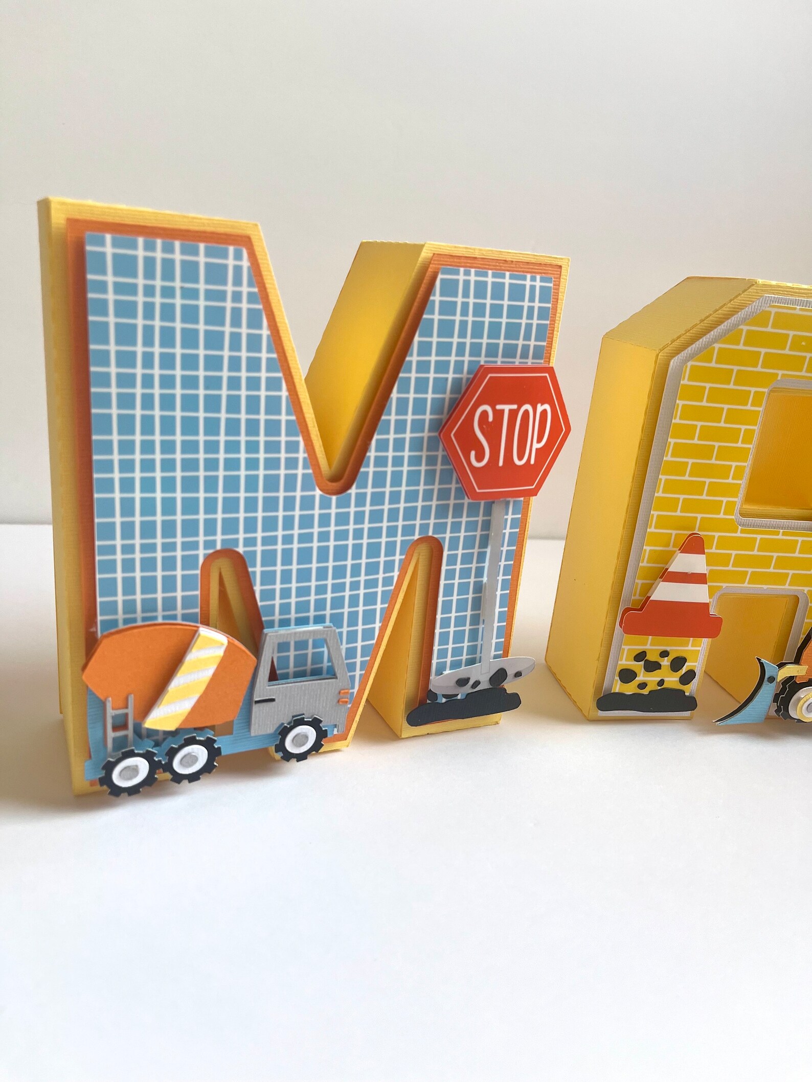 Construction 3D Letter Construction Birthday Construction - Etsy