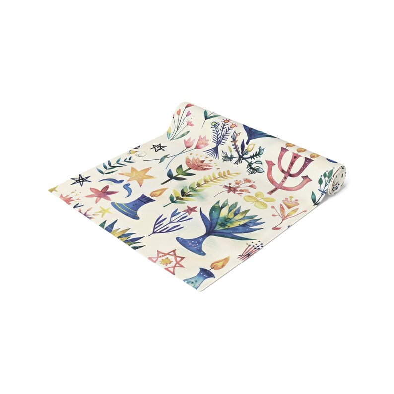 Floral Jewish Table Runner, Shabbat Table Runner, Shavuot Table Runner ...