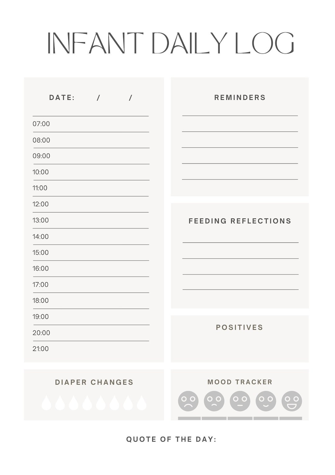 Infant Daily Log, Infant Feeding and Sleep Log, Daily Tracker, Planner ...