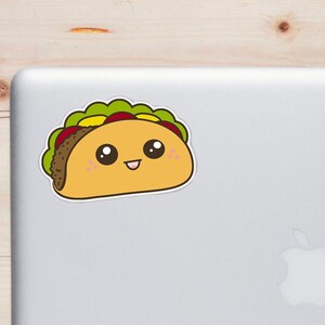 Cute Taco Sticker, Taco With Eyes Vinyl Sticker, Laptop Sticker, Food ...
