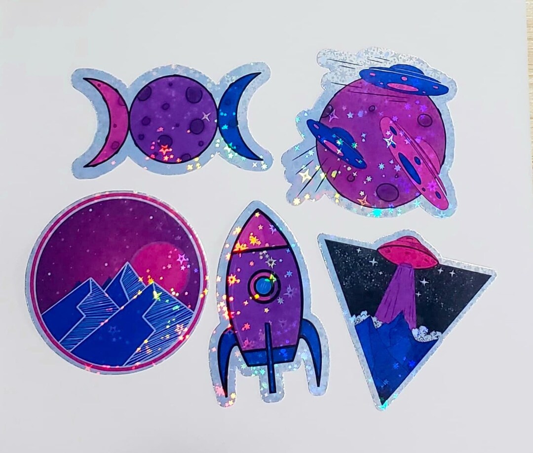 Subtle Bi Pride Sticker Pack of 5, Holographic Stickers, Bisexual Space ...