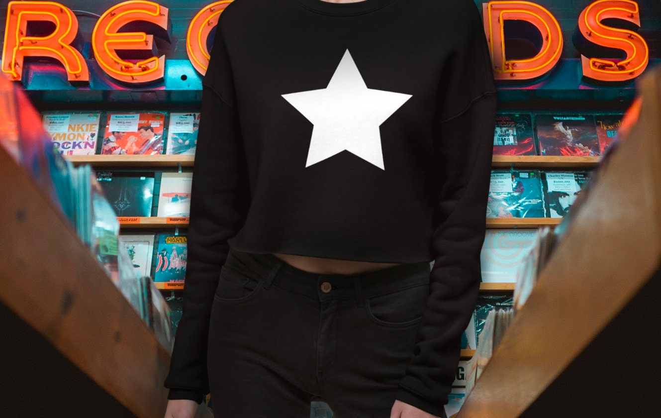 Crop Sweatshirt With Star, Star Sweatshirt, Cute Star Shirt - Etsy