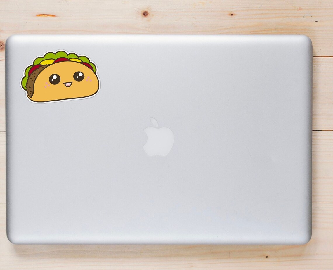 Cute Taco Sticker, Taco With Eyes Vinyl Sticker, Laptop Sticker, Food ...