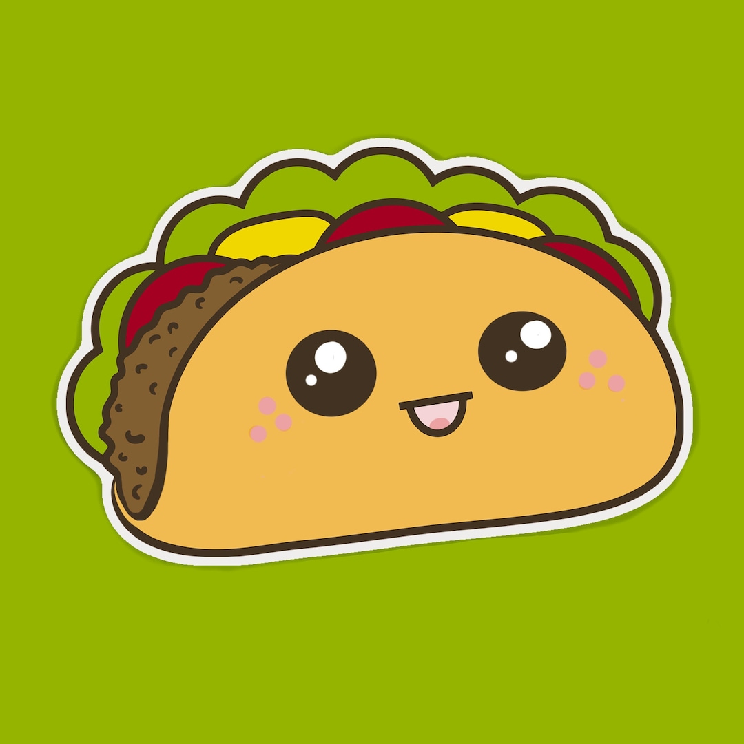 Cute Taco Sticker, Taco With Eyes Vinyl Sticker, Laptop Sticker, Food ...