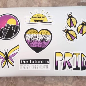 Non-binary Sticker Pack of 10, Nonbinary Flag Stickers, Non-binary ...