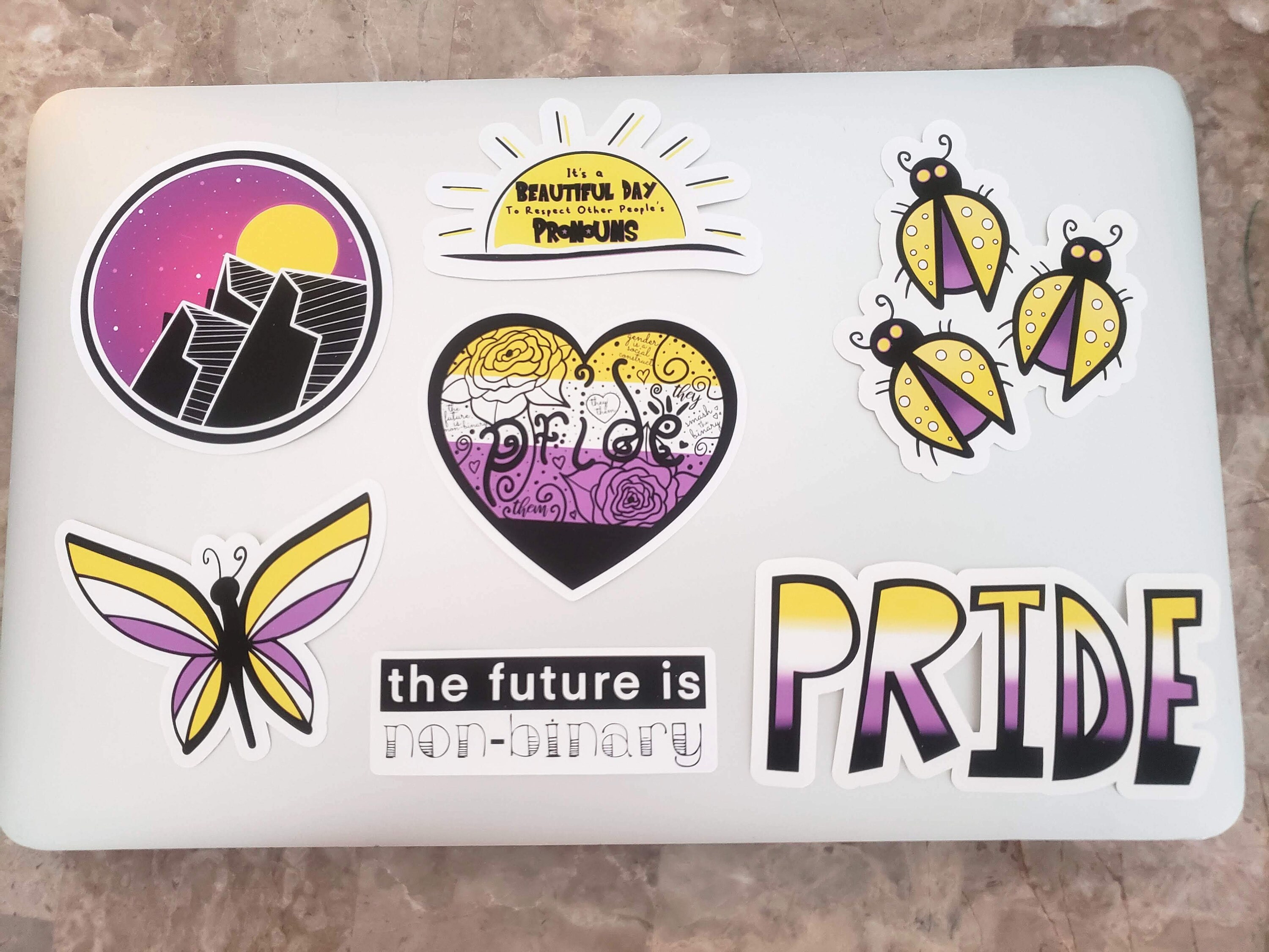 Non-binary Sticker Pack of 10, Nonbinary Flag Stickers, Non-binary ...