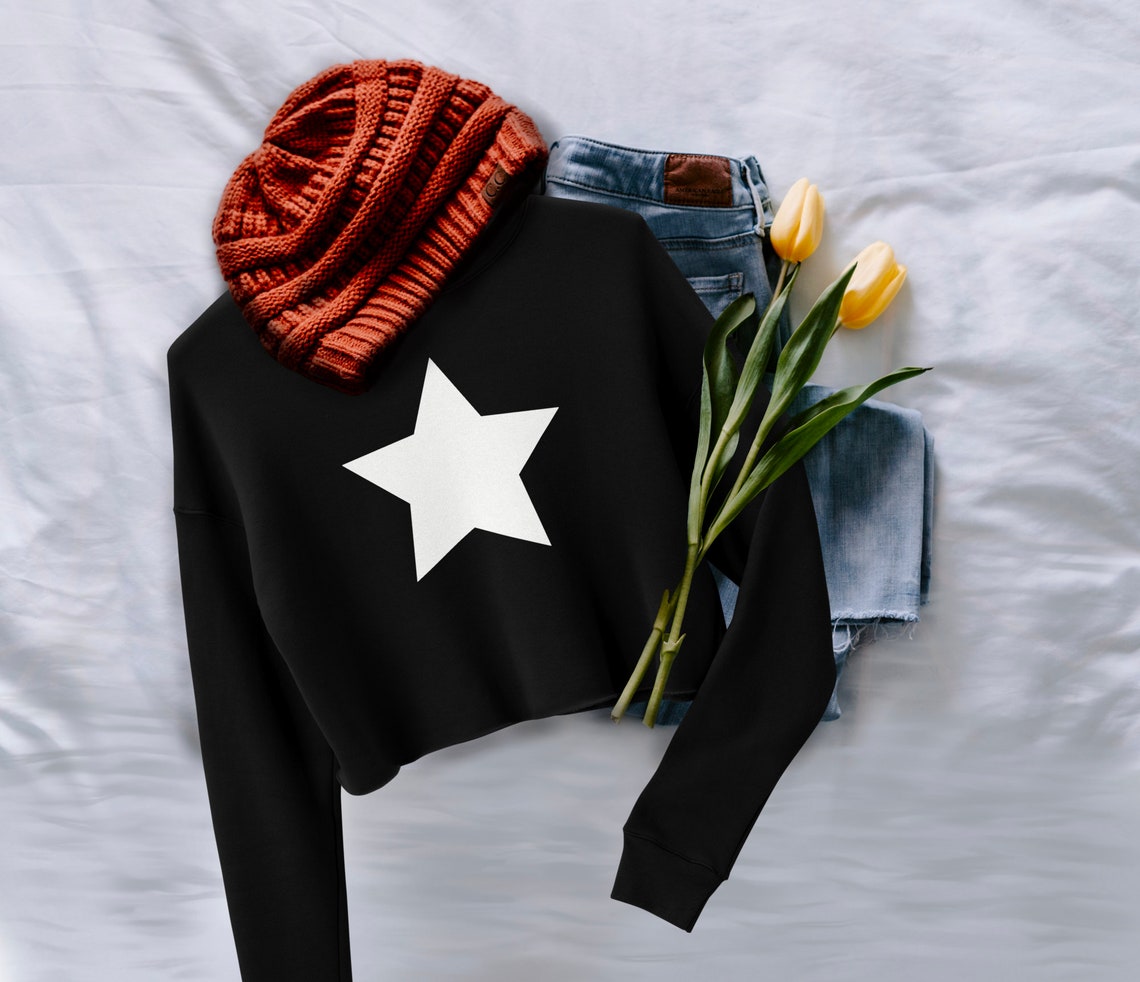 Crop Sweatshirt With Star, Star Sweatshirt, Cute Star Shirt - Etsy