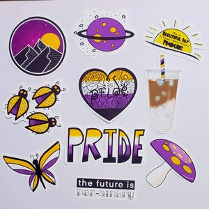 Non-binary Sticker Pack of 10, Nonbinary Flag Stickers, Non-binary ...