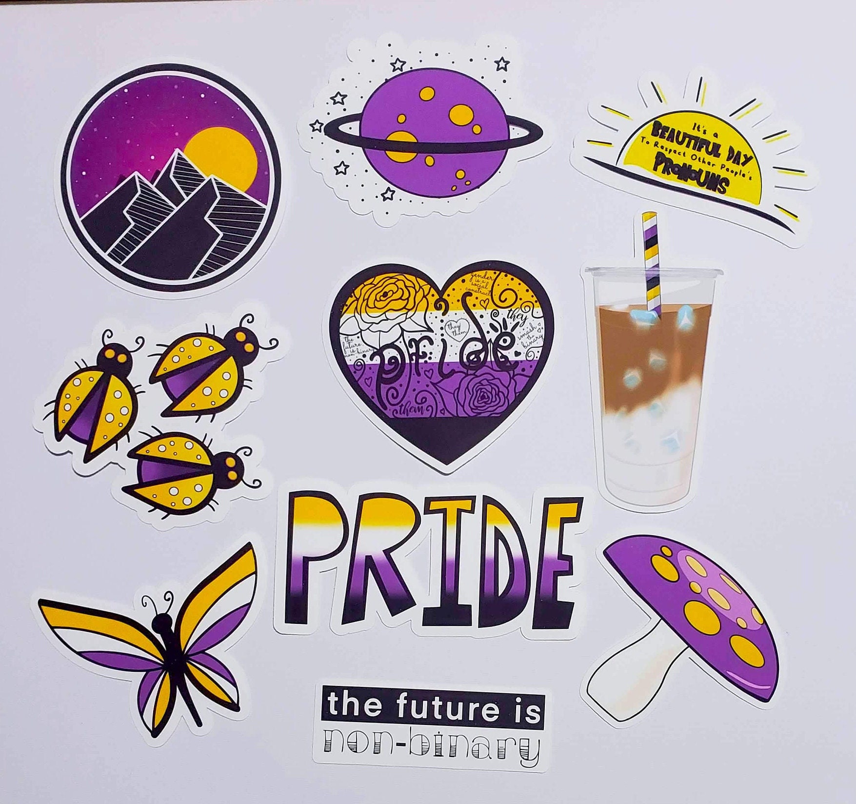 Non-binary Sticker Pack of 10 Nonbinary Flag Stickers - Etsy