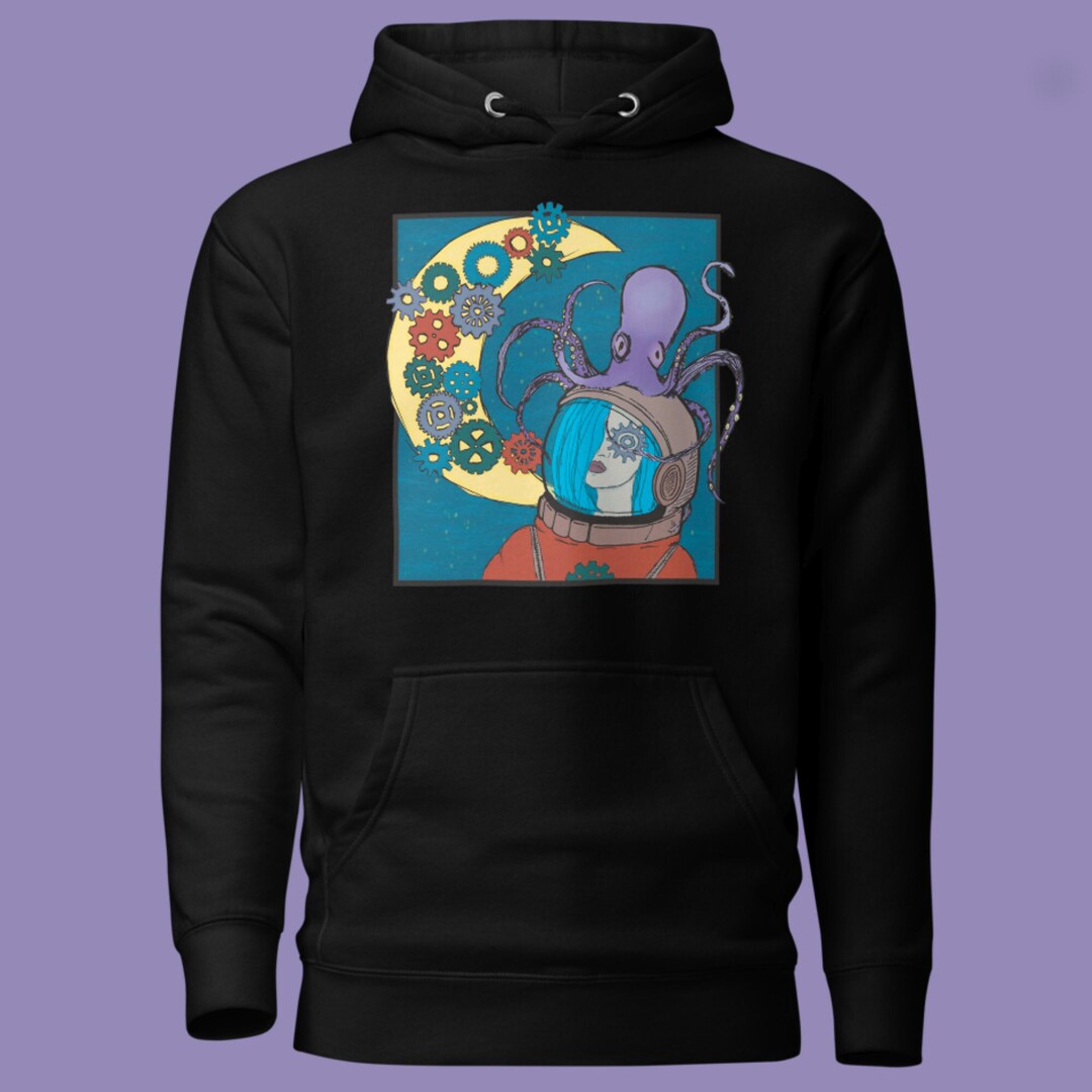 Space Hoodie, Unisex Fit, Steampunk Clothing, Astronaut Shirt, Octopus ...