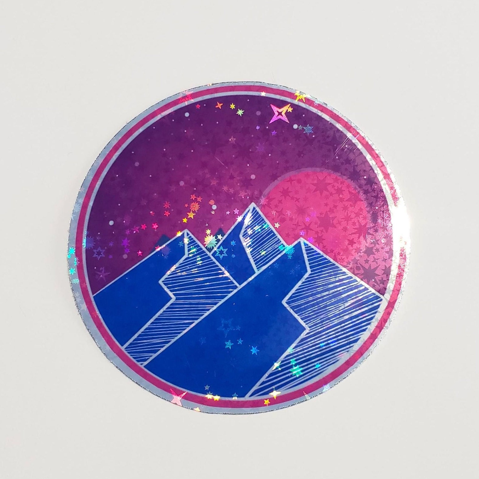 Subtle Bi Pride Sticker Pack of 5, Holographic Stickers, Bisexual Space ...